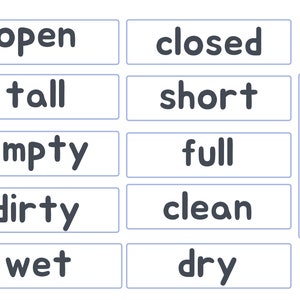 Flash Cards Opposites, Printable Activity, Pairing Cards & Words, Home ...