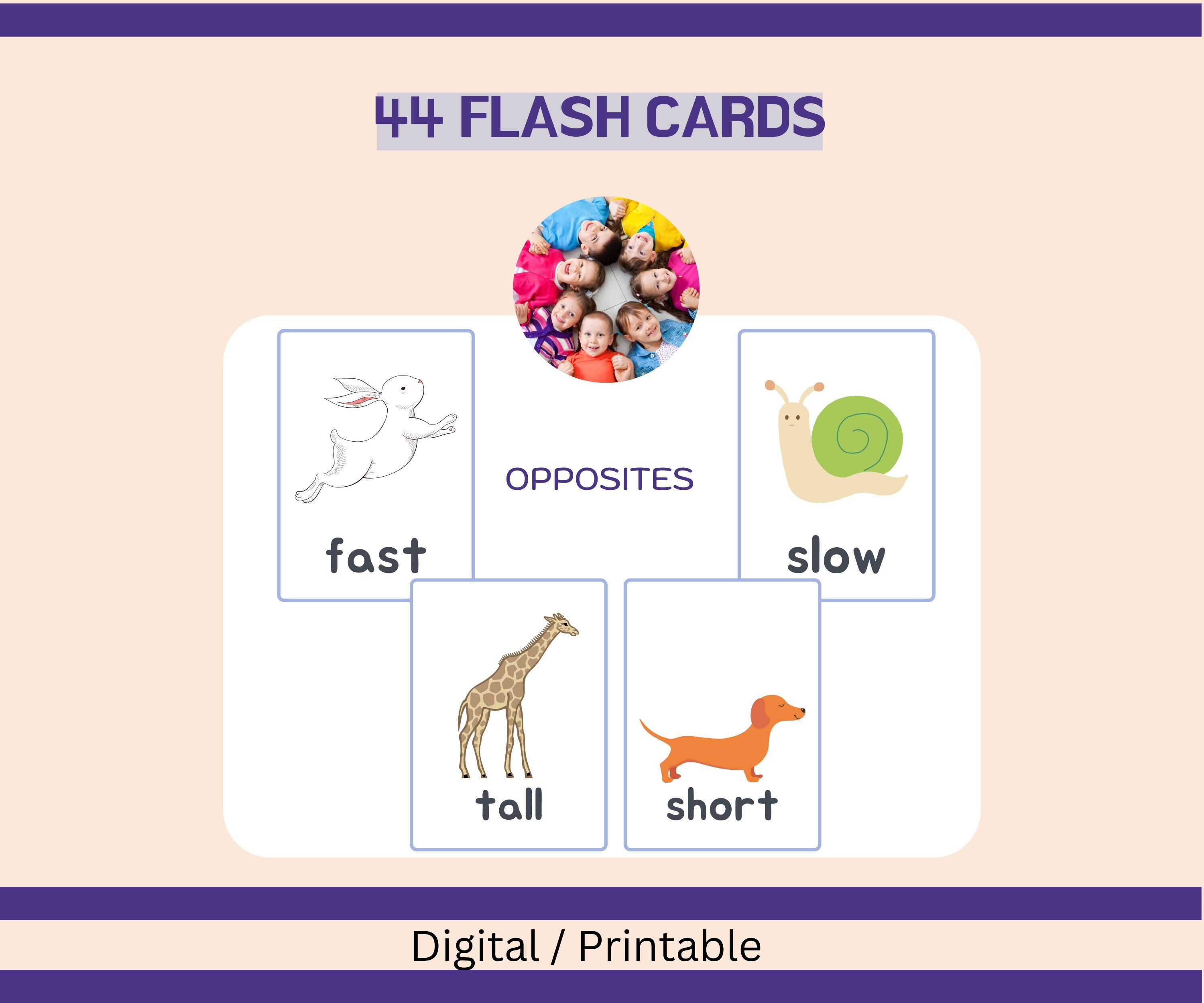 Flash Cards Opposites, Printable Activity, Pairing Cards & Words, Home ...