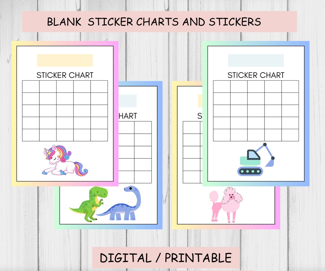 4 Reward Charts, Sticker Chart, 40 Stickers, A4 Printable, Digital ...