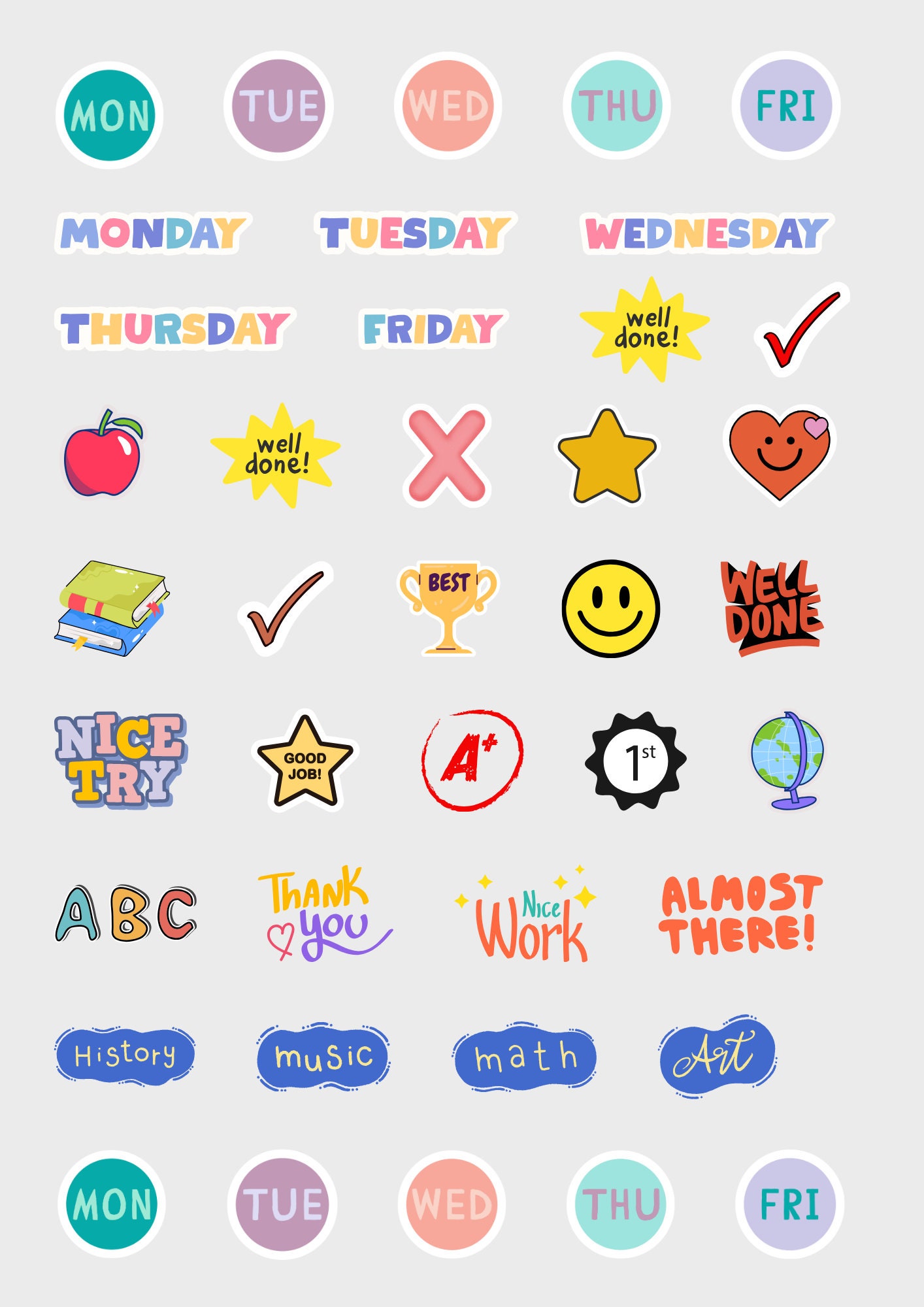 4 Reward Charts, Sticker Chart, 40 Stickers, A4 Printable, Digital ...