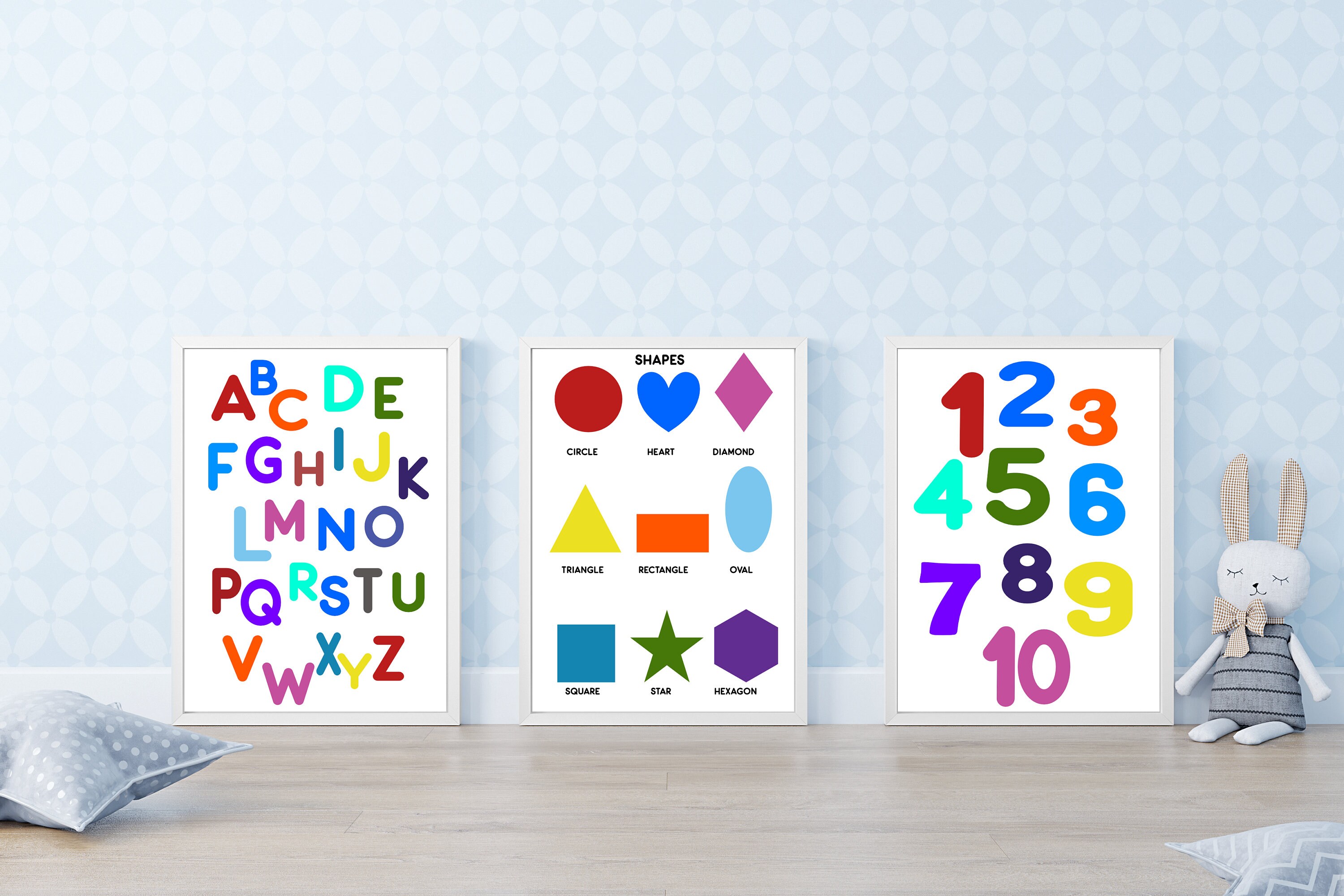 Set of 3 Educational Posters, Digital Printable, Alphabet Chart, ABC ...
