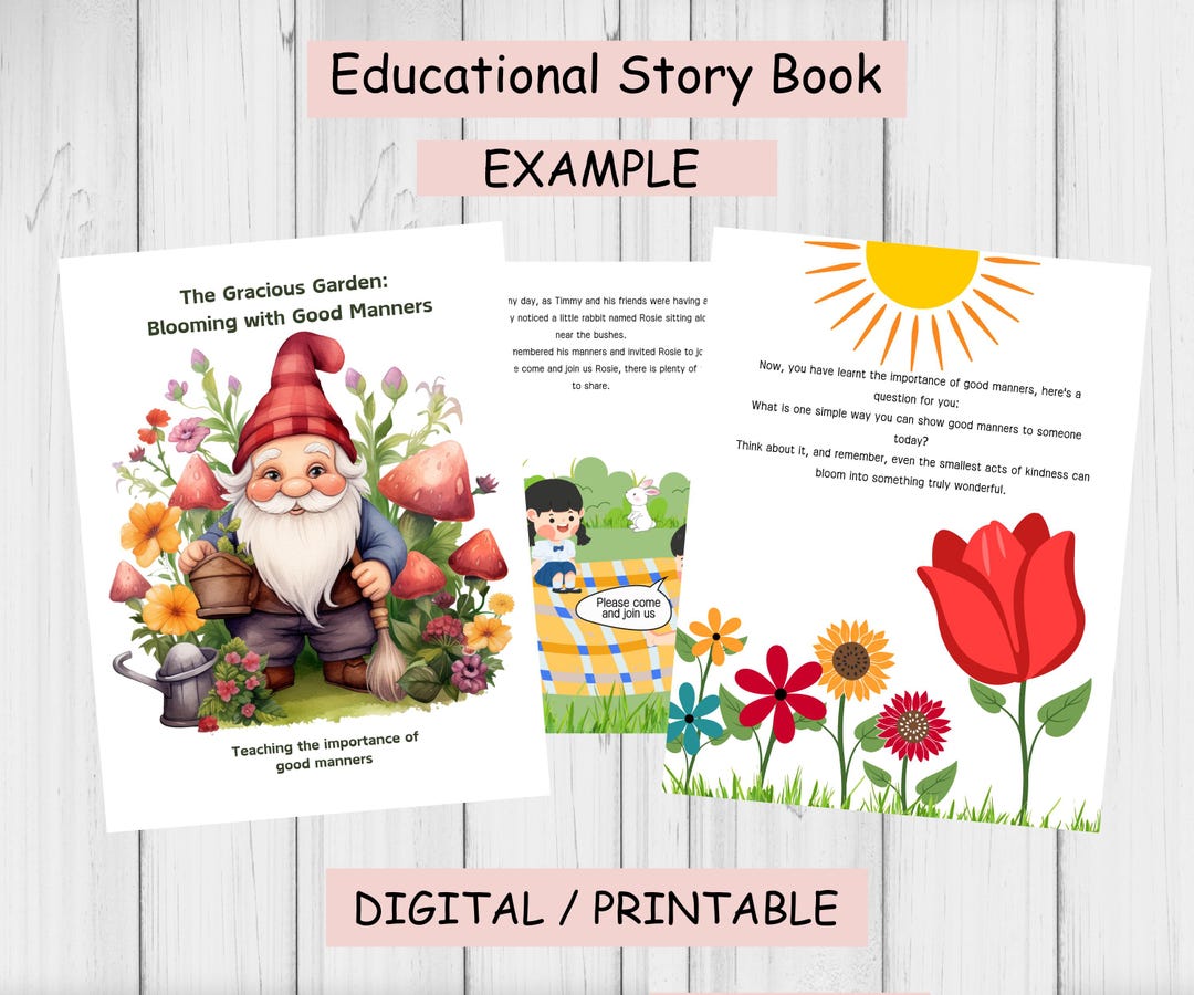 Digital, Printable Educational Story Book, the Gracious Garden ...
