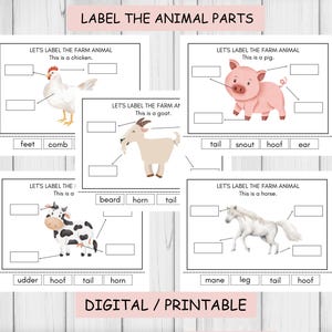 Farm Animals, Label the Farm Animals, Digital Printable, Learning ...
