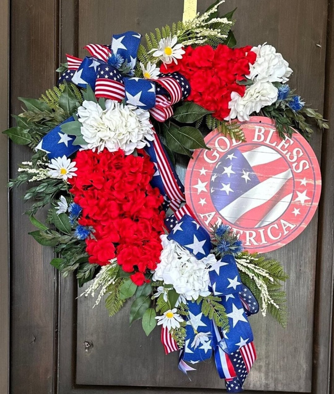 Patriotic Door Wreath, Memorial Day Wreath, Patriotic Home Decor, Red ...