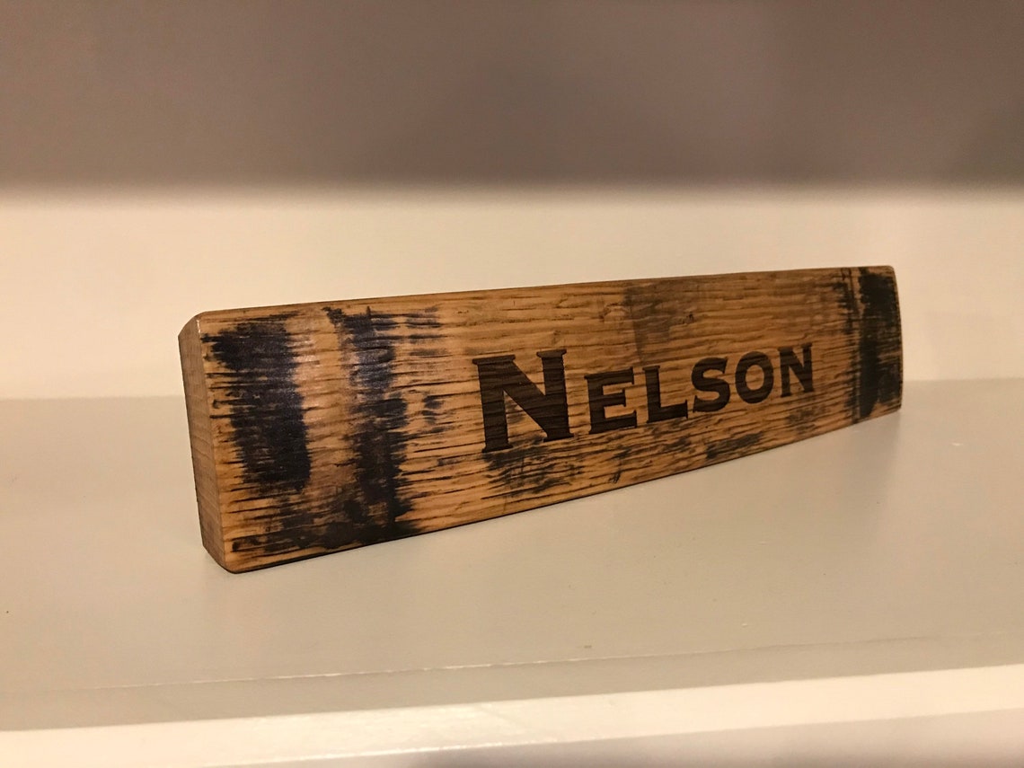 Bourbon Barrel Stave Personalized Office Desk Name Plate Laser | Etsy