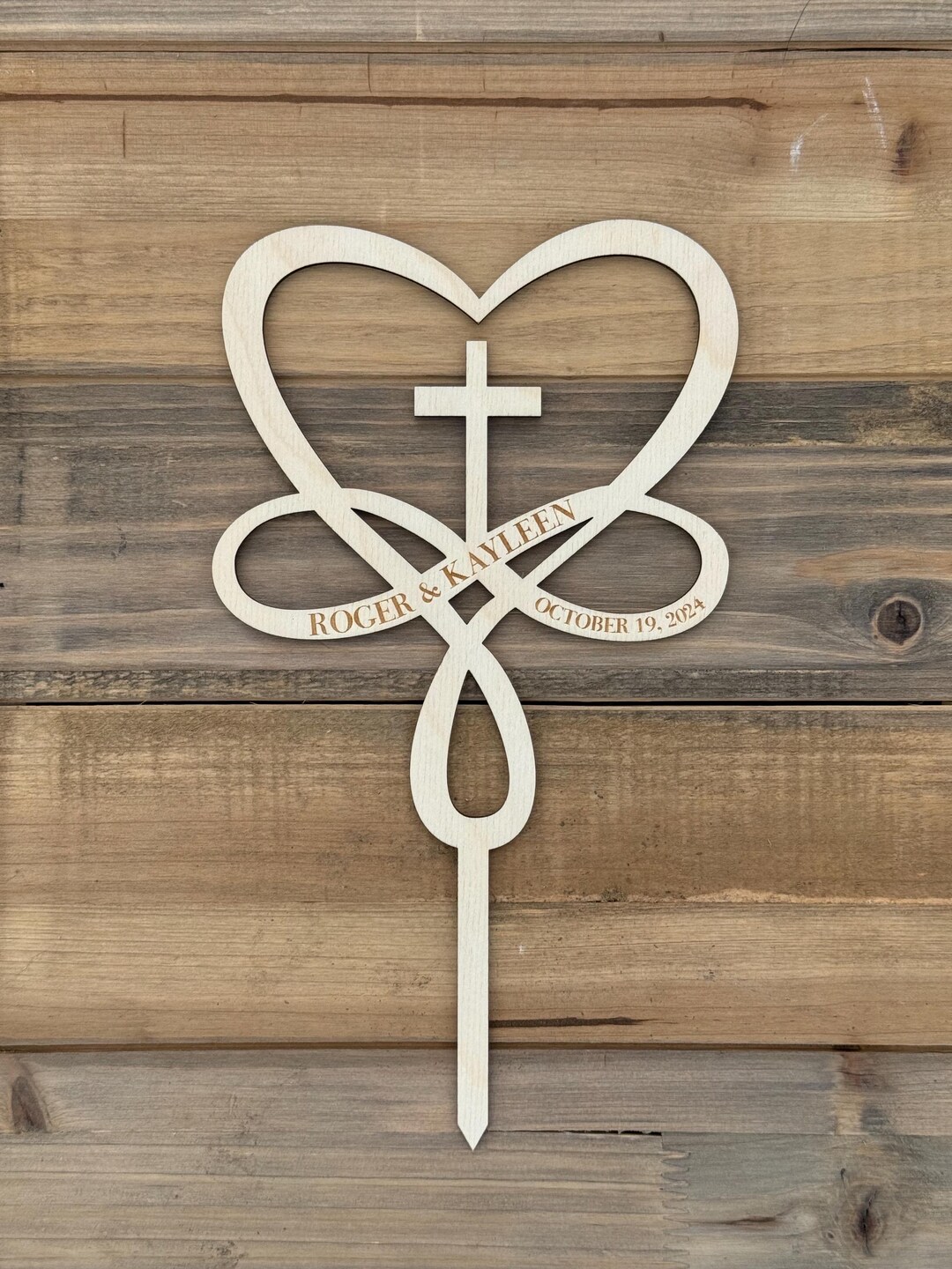 Personalized Heart and Cross Cake Topper - Etsy