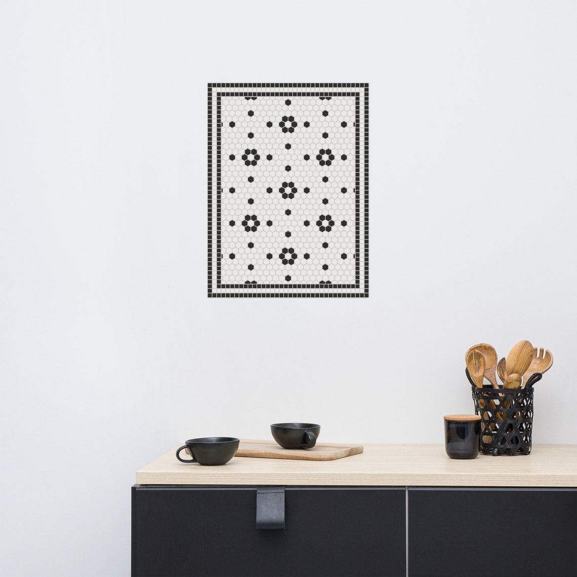 Bistro Tile Pattern Penny Tile Wall Art Hexagon Tile Typography tile ...