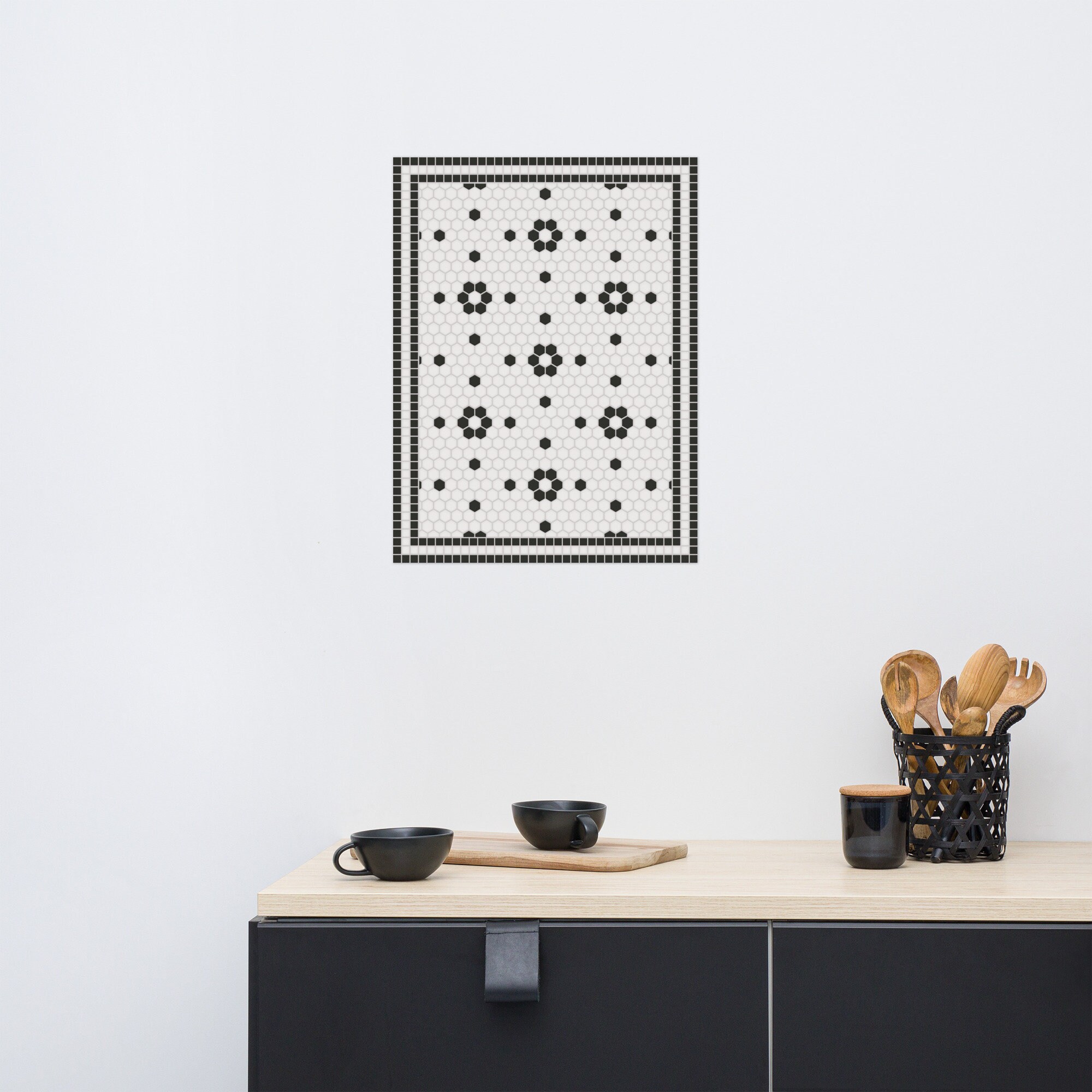 Bistro Tile Pattern Penny Tile Wall Art Hexagon Tile Typography tile ...