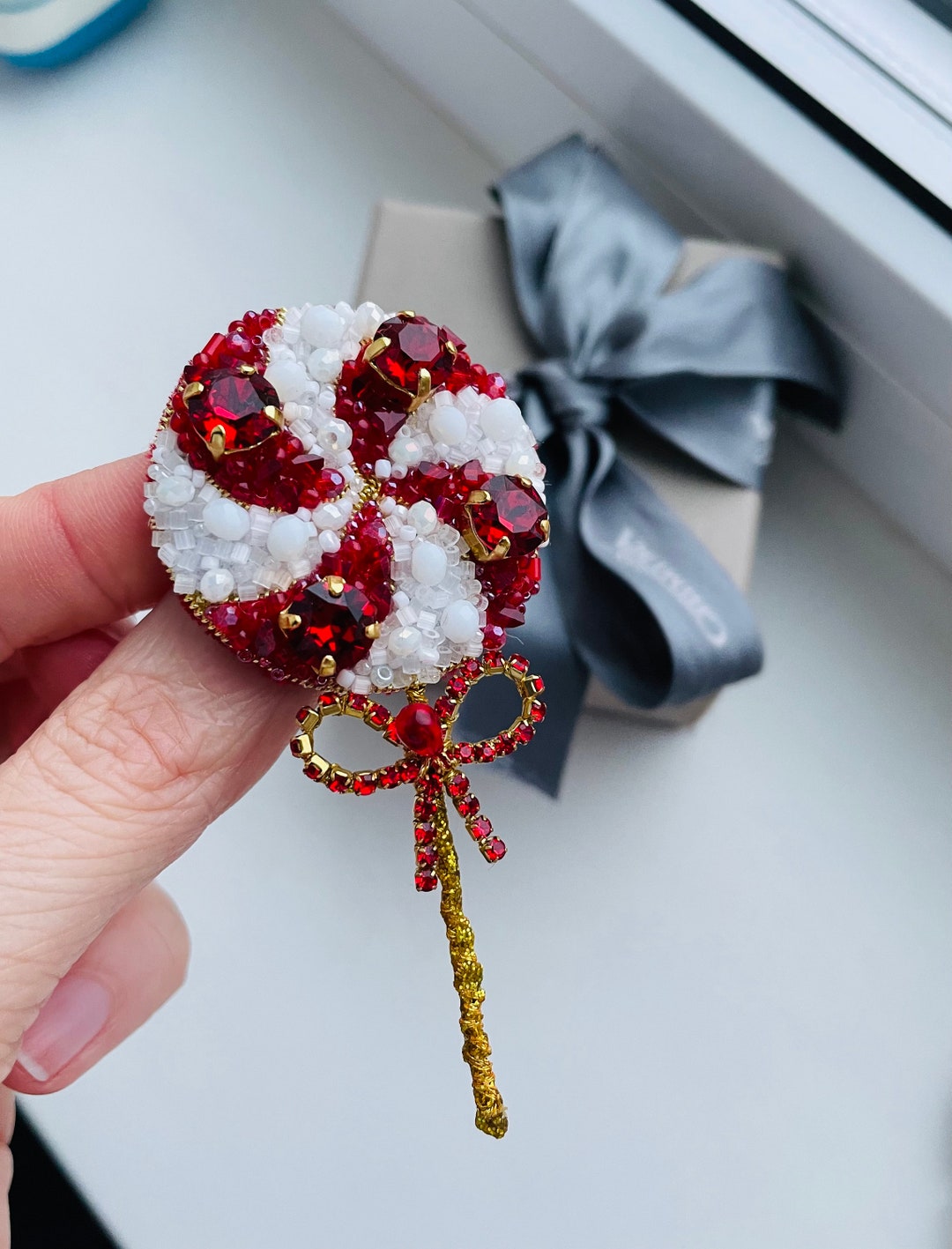 White Christmas Lolli Pop, Pop Pop Gift Brooch,collar Sweetie Pin, Cand ...
