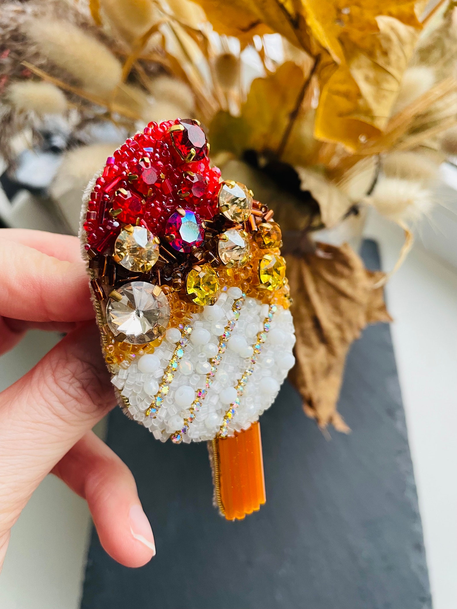 Ice Cream Beaded Brooch Pin Collar Handmade Beaded Brooch - Etsy