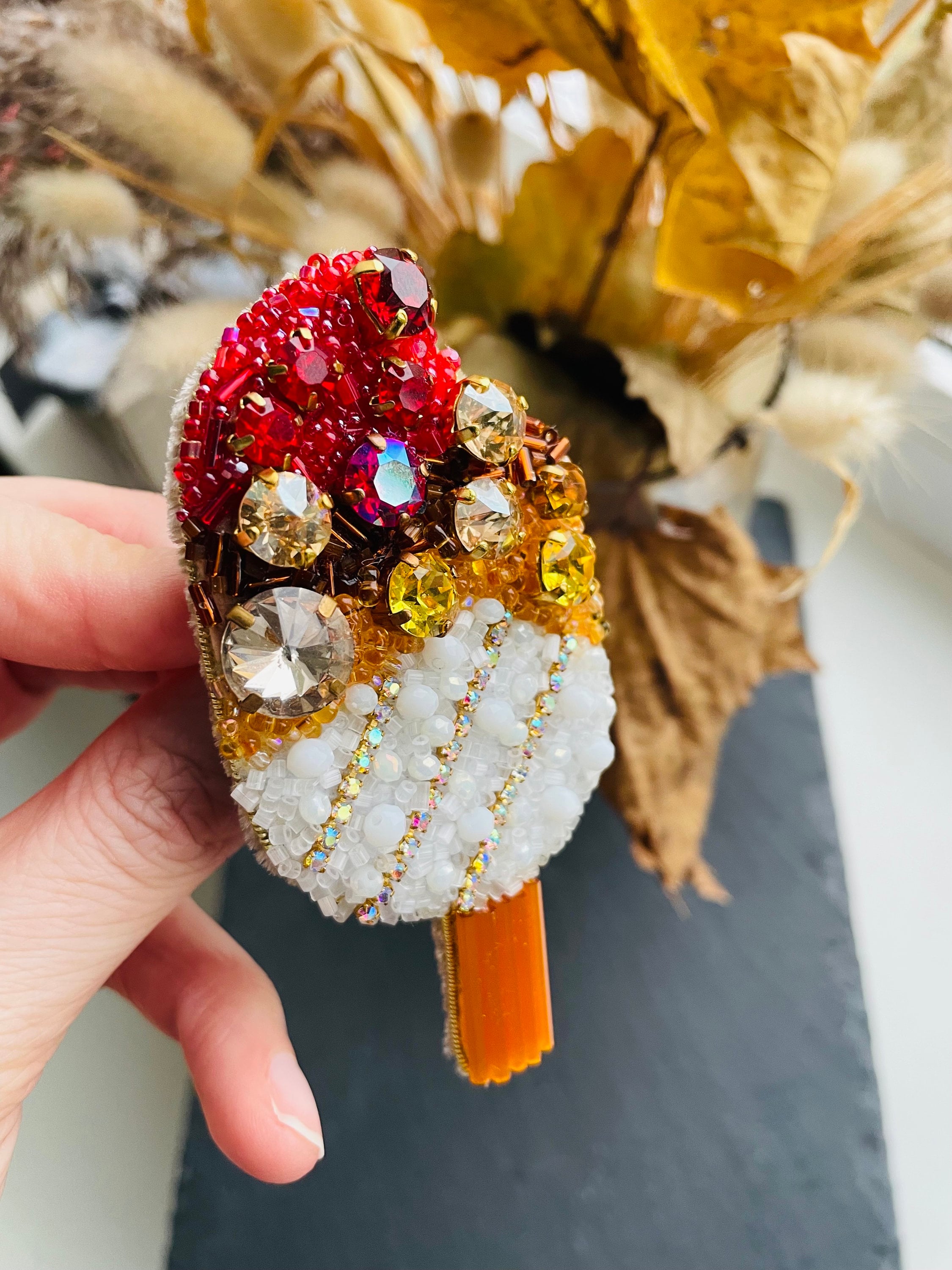 Ice Cream Beaded Brooch Pin Collar Handmade Beaded Brooch - Etsy
