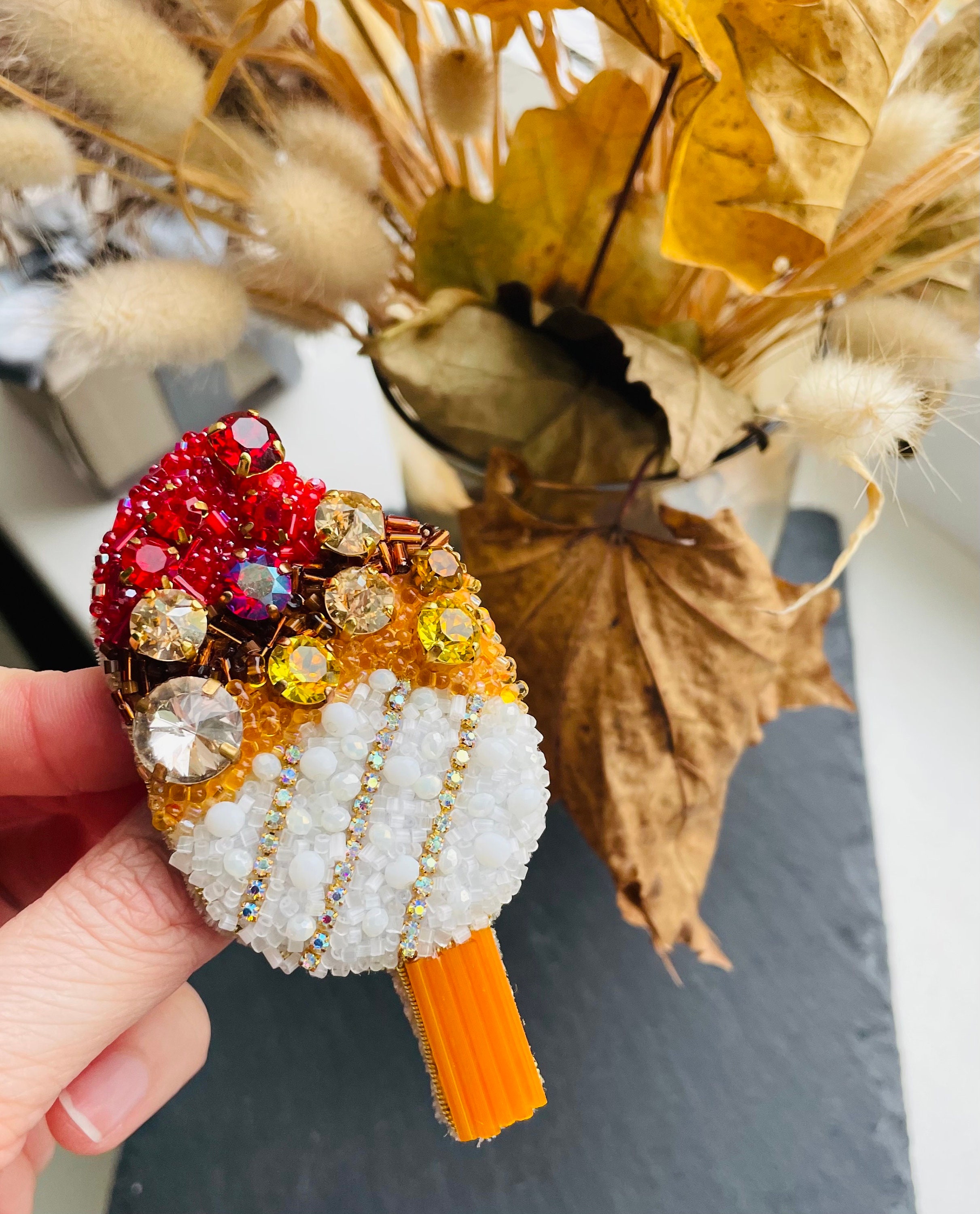 Ice Cream Beaded Brooch Pin Collar Handmade Beaded Brooch - Etsy
