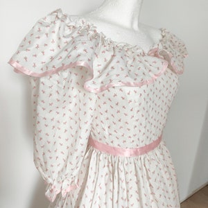 Vintage Long Prairie, Princess Gown 80s, Pink White, Ball Gown ...