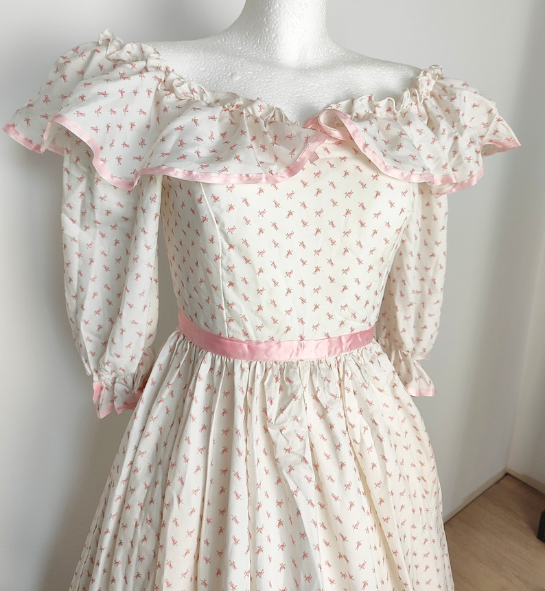 Vintage Long Prairie, Princess Gown 80s, Pink White, Ball Gown ...