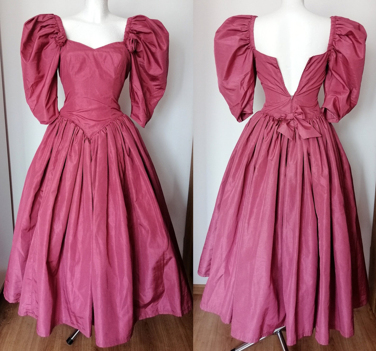 Vintage 90s Dirty Pink Gown, Dark Pink, Purple Pink, Fit Flare, Ball ...