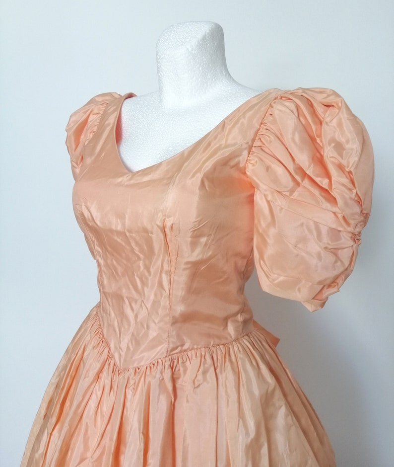 Vintage Peach Dress 90s 80s, Ball Gown, Prom Dress, Princess Dress ...