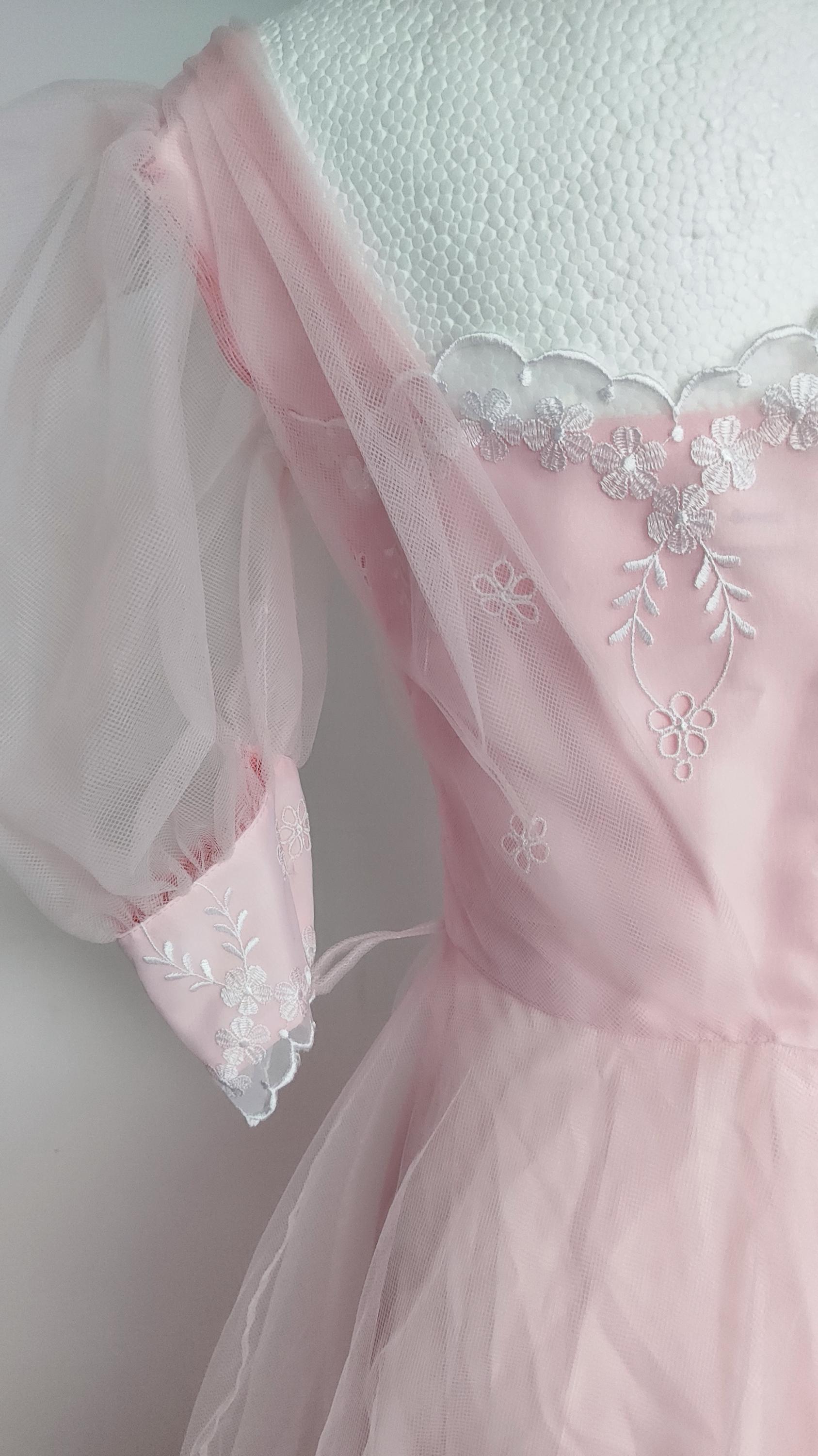 Vintage Pastel Pink 80s Gown, Ball Gown Pink Dress Romantic Victorian ...