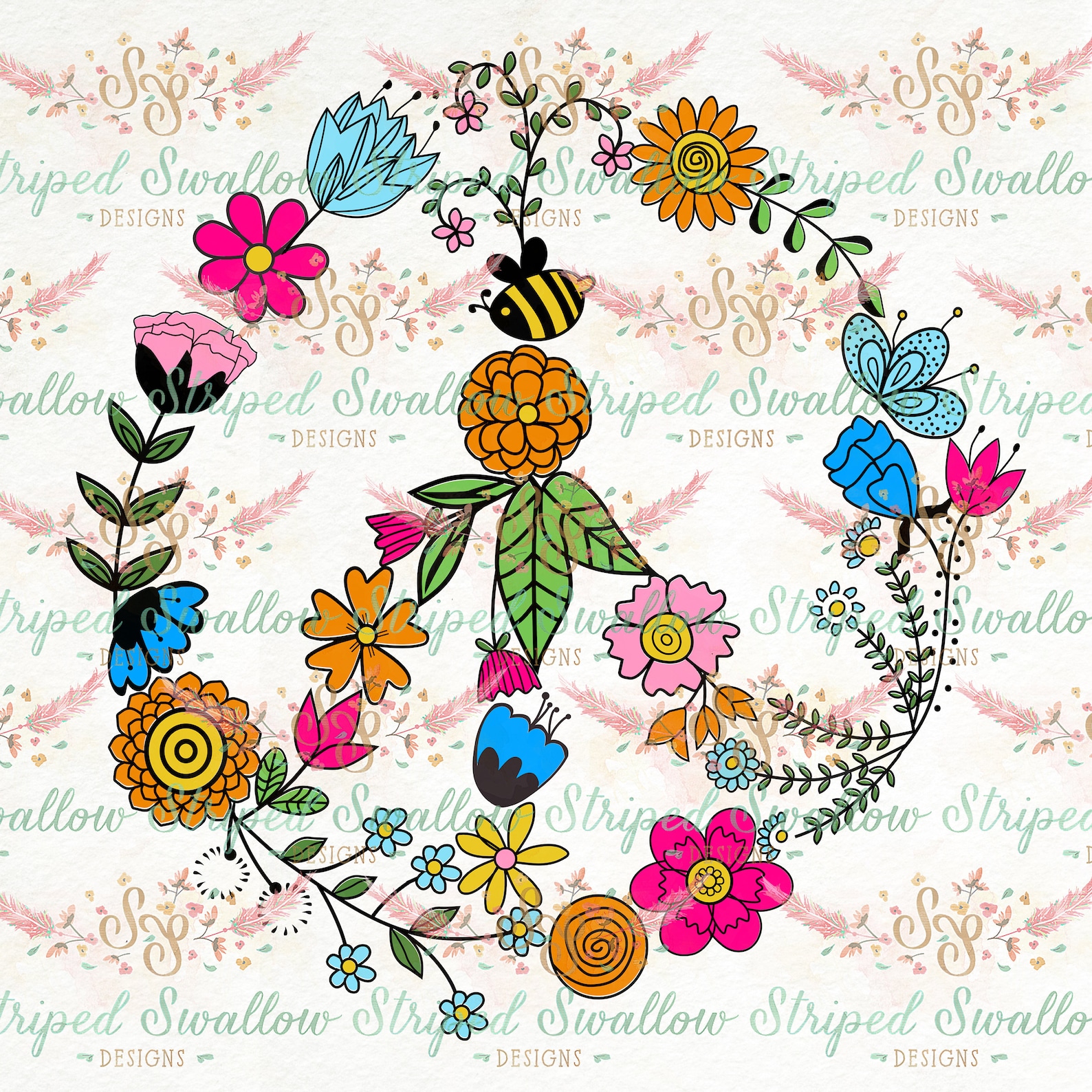 Floral Peace Sign SVG Layered Digital Cut File - Etsy