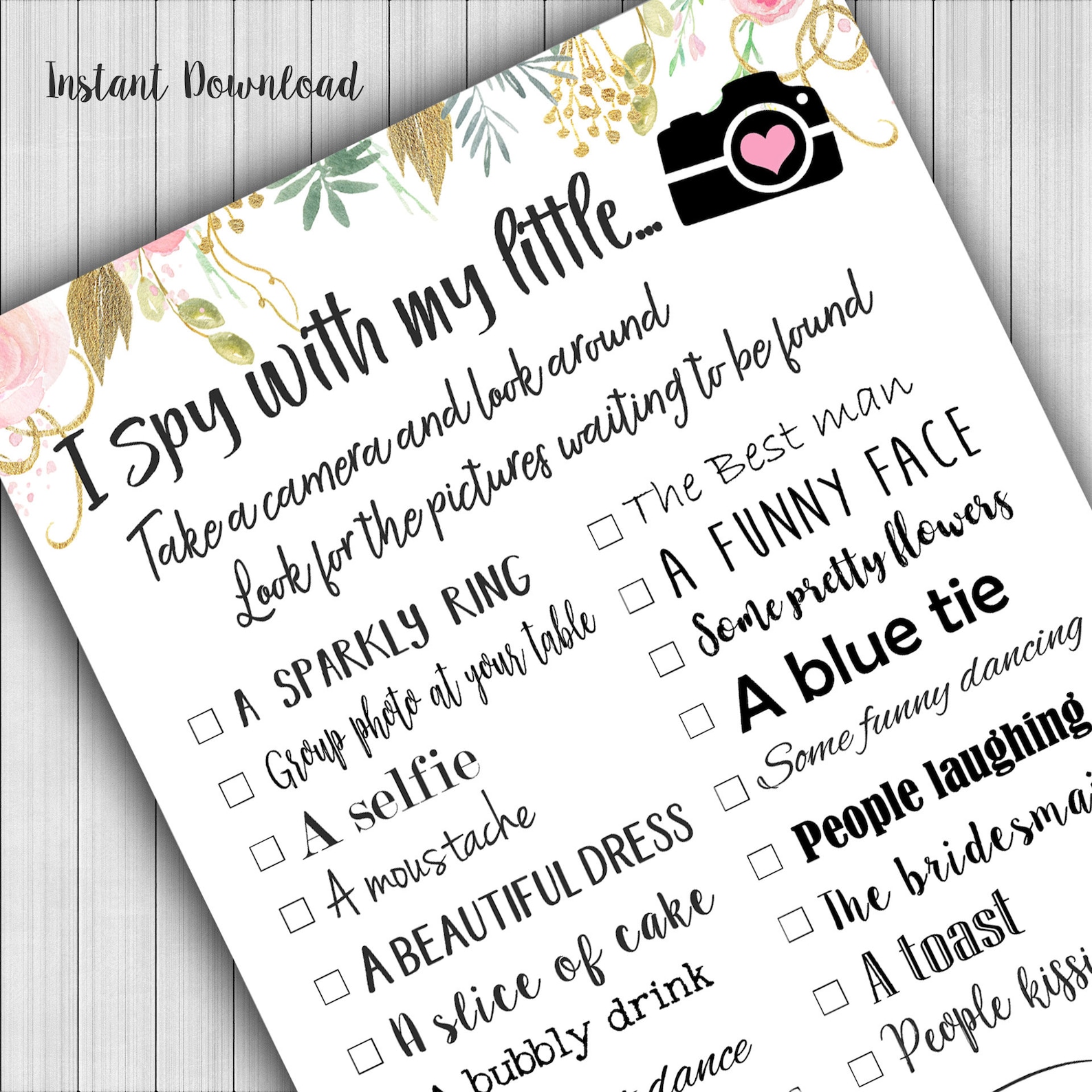 Wedding I Spy, I Spy Download, Wedding Games, Rose Gold Wedding ...