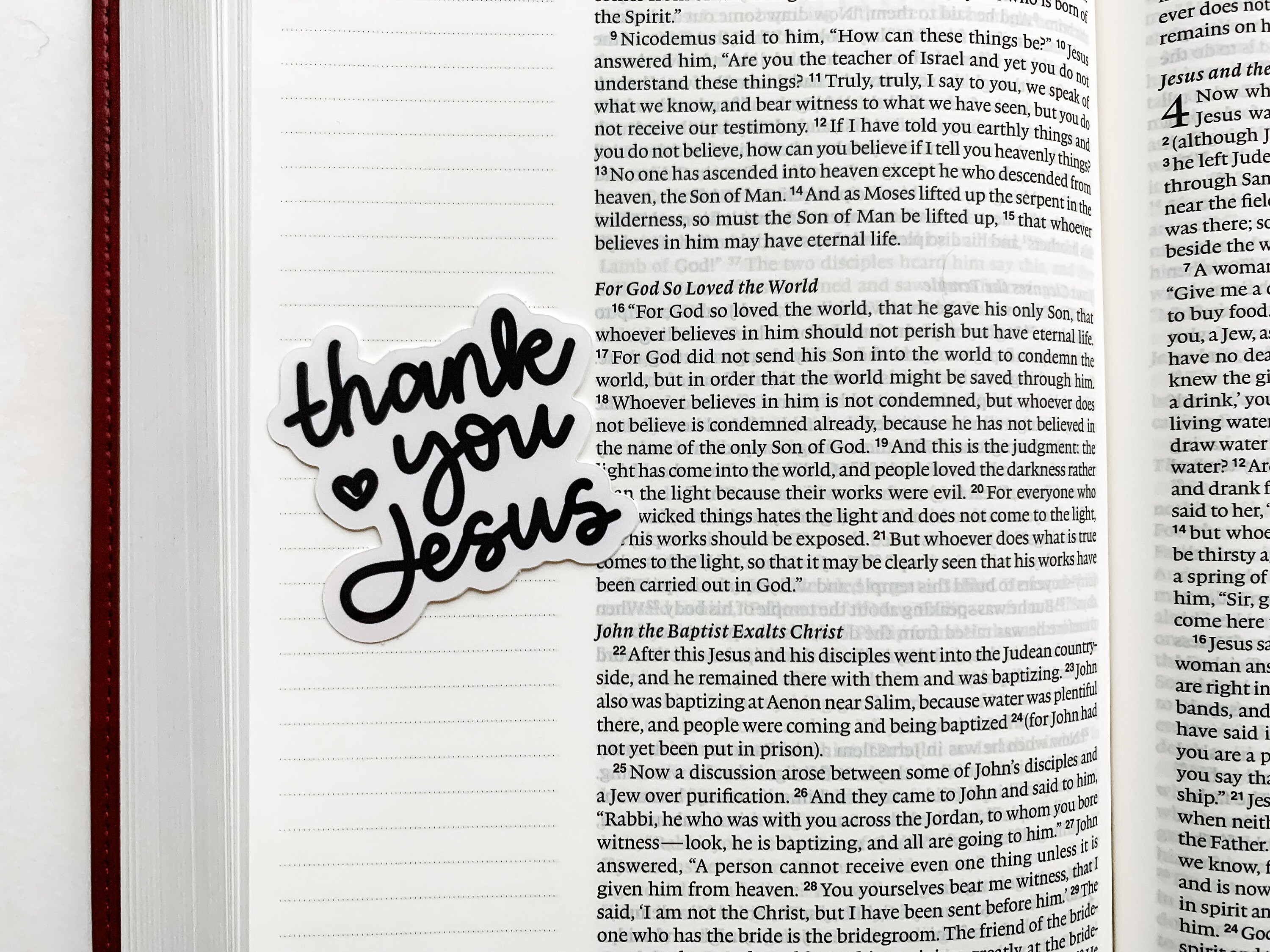 Thank You Jesus Sticker Faith Stickers & Christian Sticker Gratitude ...