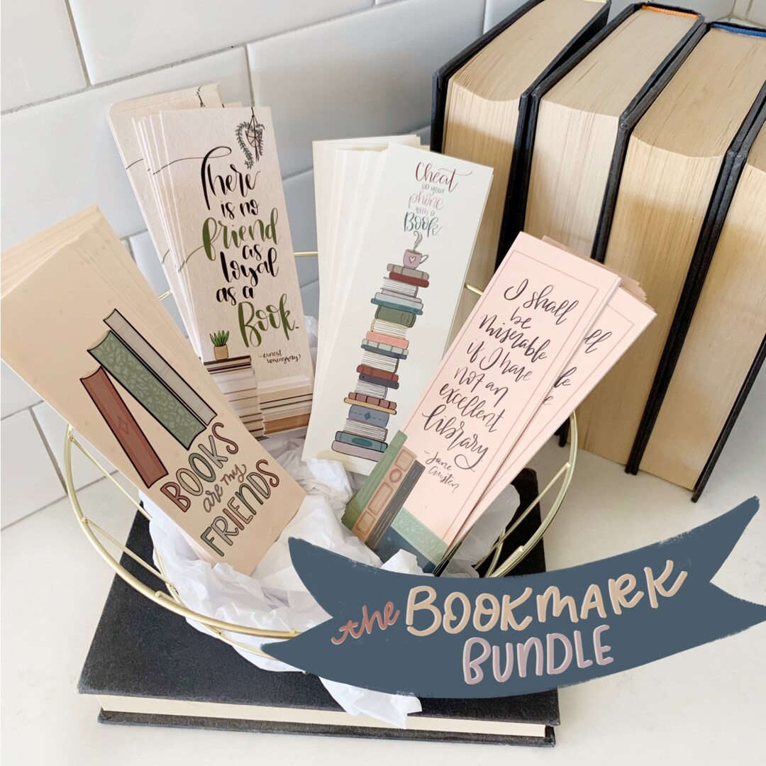 Bookmark Bundle | 4 Hand Lettered & Hand Drawn Bookmarks | Gifts for ...