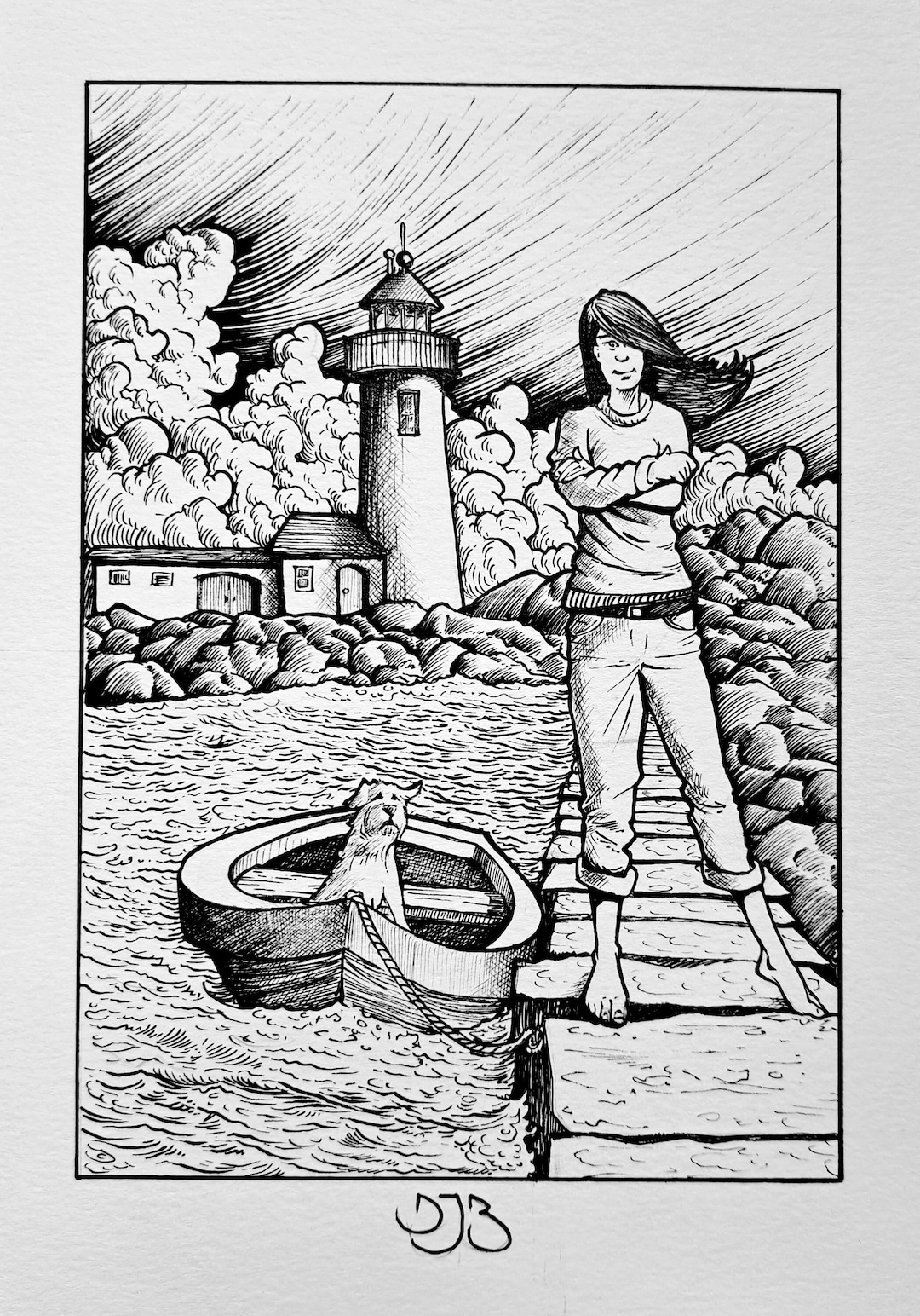 The Jetty, Drawing, Original, Gift, Gifts Wall Art, Prints Illustration ...