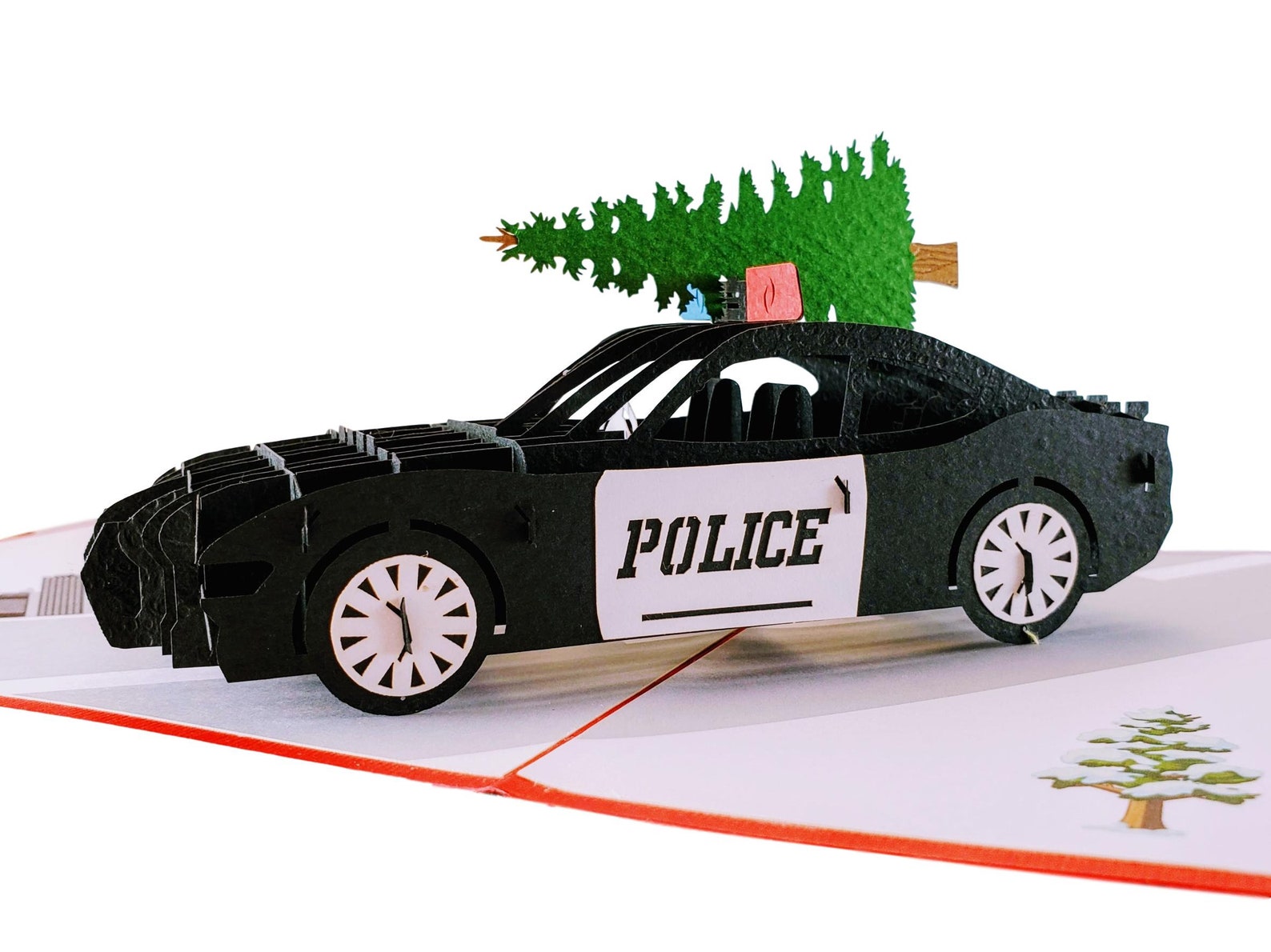 Police Car and Christmas Tree 3D Pop up Greeting Card Happy - Etsy