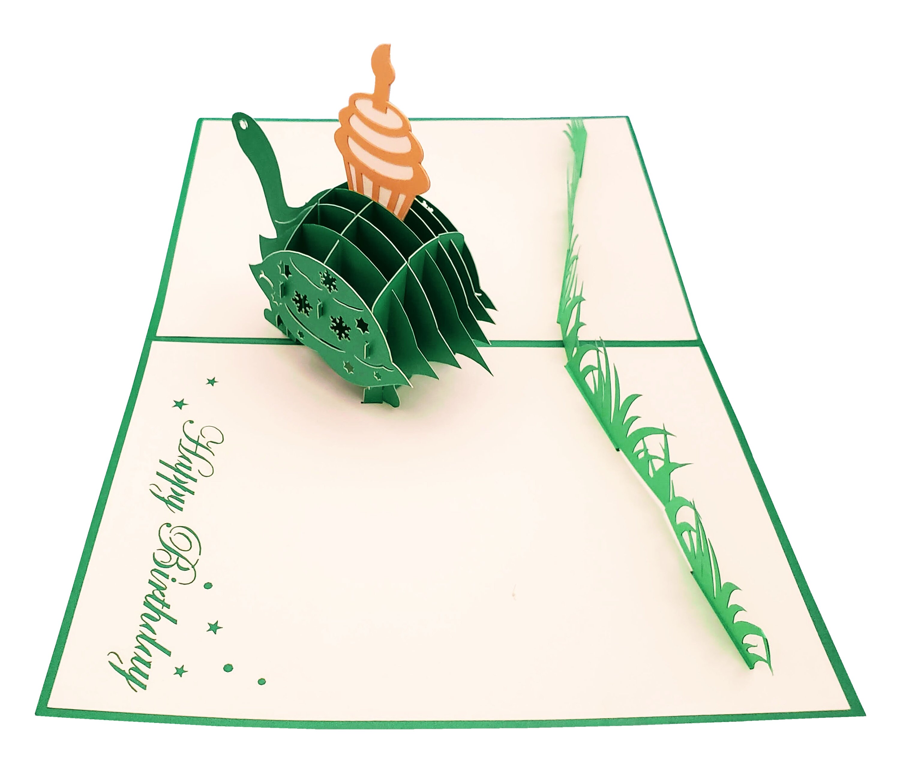 Turtle With Cupcake Birthday 3D Pop Up Greeting Card Funny | Etsy