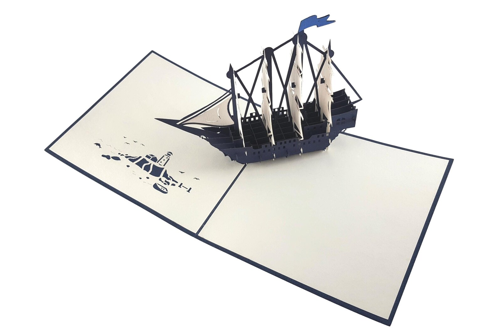 Blue Clipper 3D Pop up Greeting Card Boat Ocean Ship | Etsy