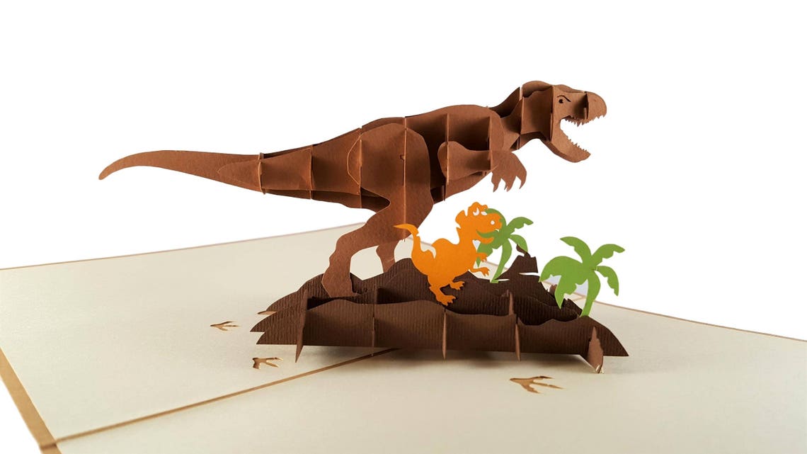 T-rex Dinosaurs Pop up Greeting Card Extinct Fossil Scary - Etsy