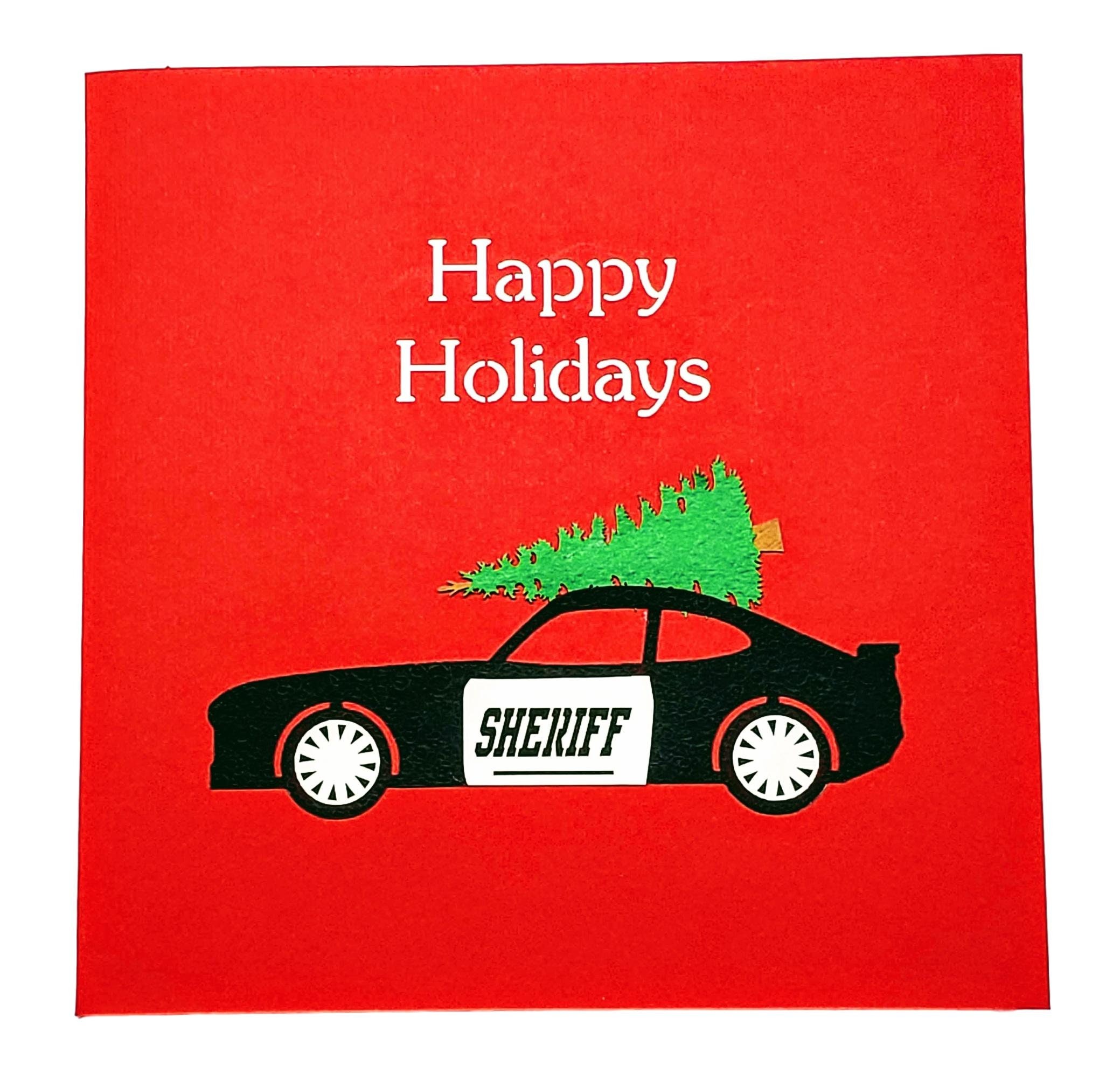 Sheriff Cruiser and Christmas Tree 3D Pop up Greeting Card | Etsy
