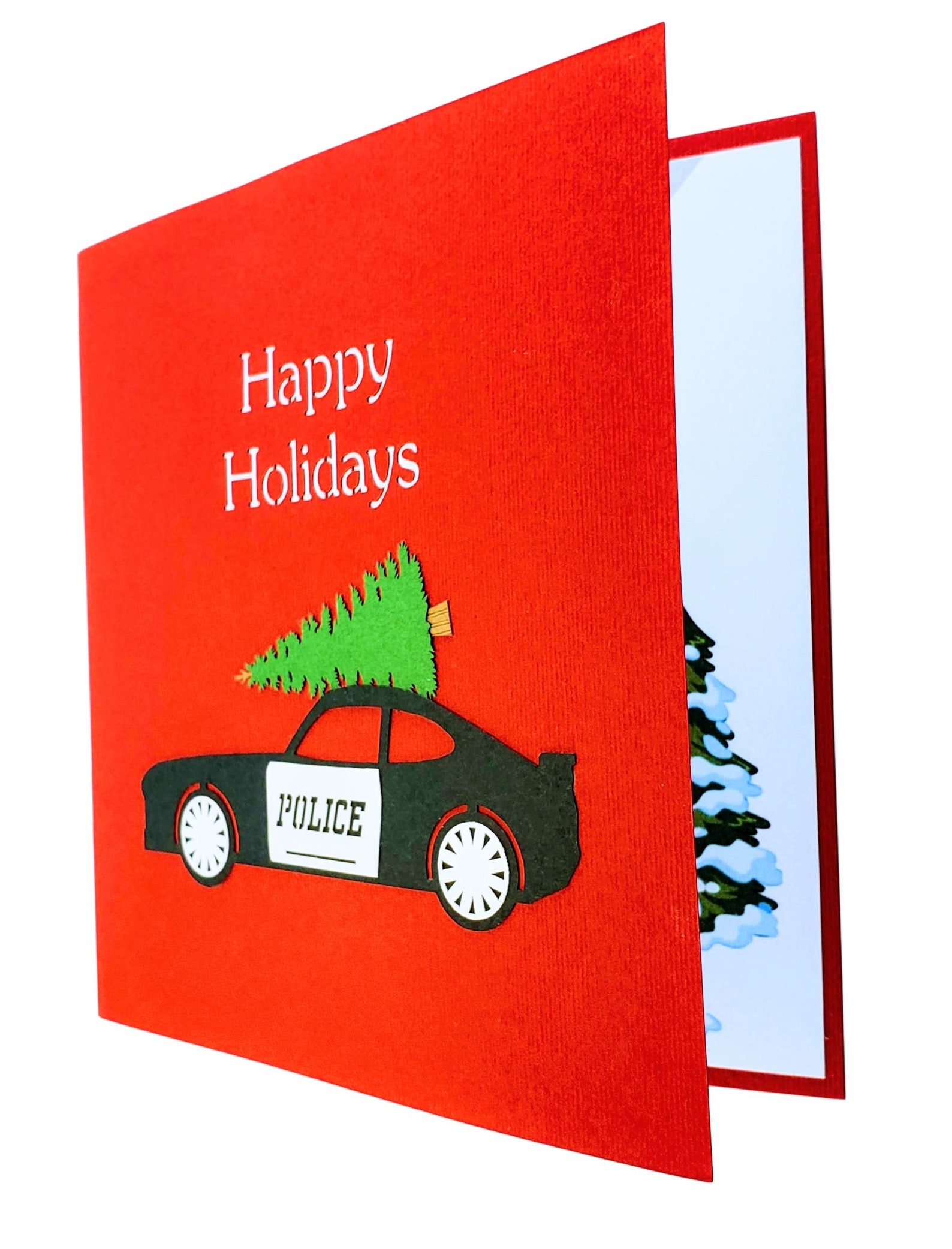 Police Car and Christmas Tree 3D Pop up Greeting Card Happy - Etsy