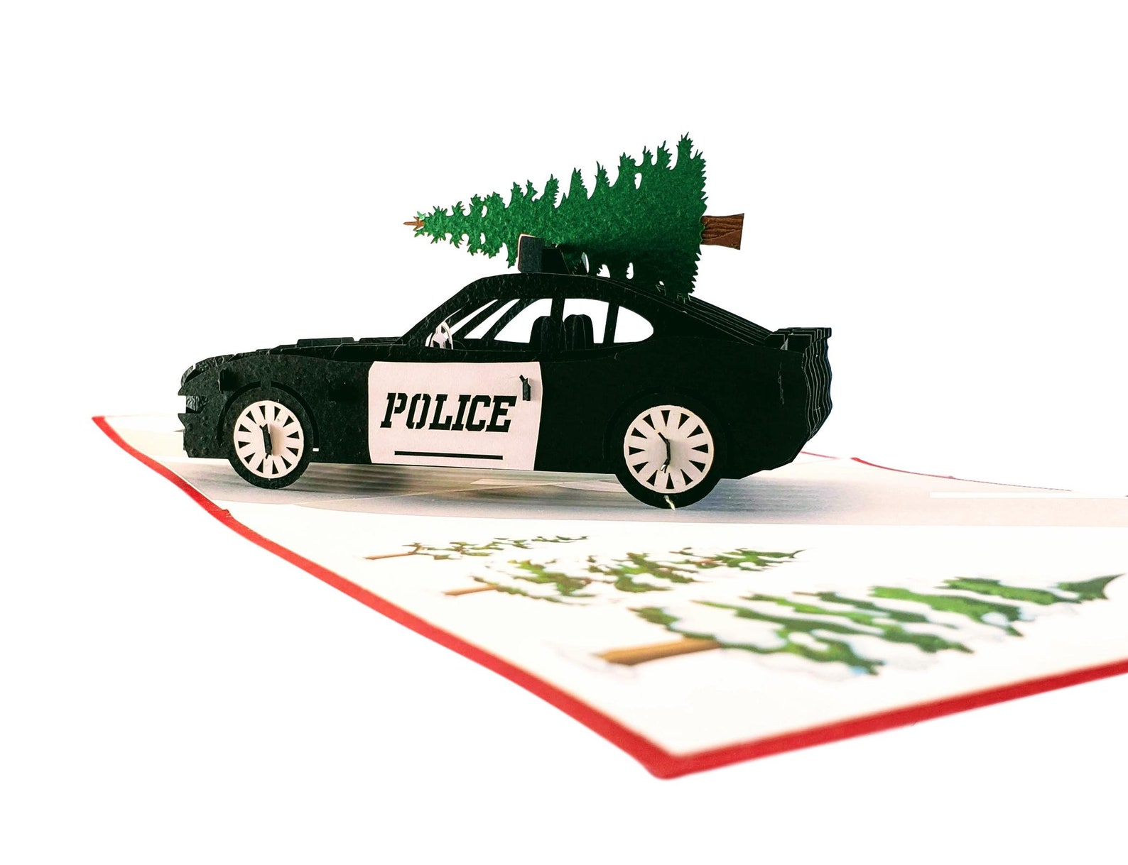 Police Car and Christmas Tree 3D Pop up Greeting Card Happy - Etsy