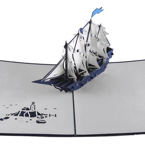 Blue Clipper 3D Pop up Greeting Card Boat, Ocean, Ship, Sailing, Folds ...