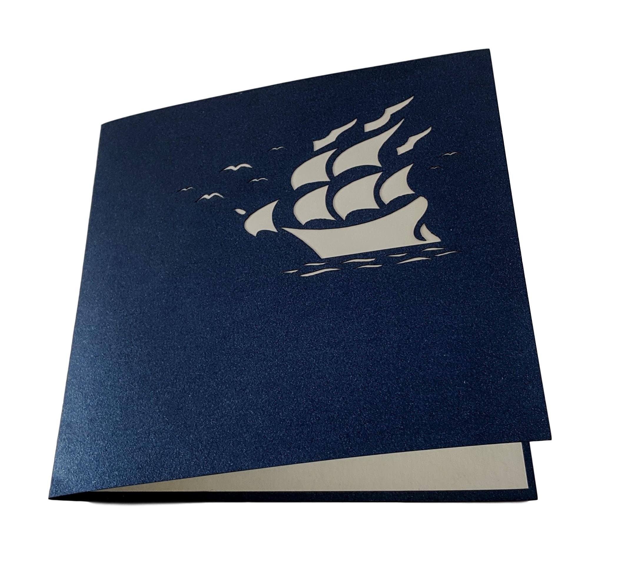 Blue Clipper 3D Pop up Greeting Card Boat Ocean Ship | Etsy