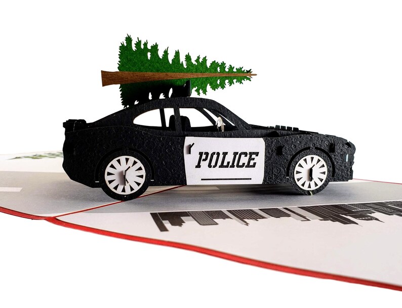 Police Car and Christmas Tree 3D Pop up Greeting Card Happy - Etsy