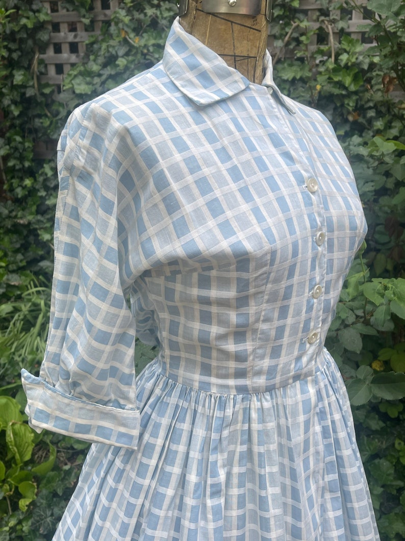 1950s Jack Posluns Blue and White Day Dress | Etsy