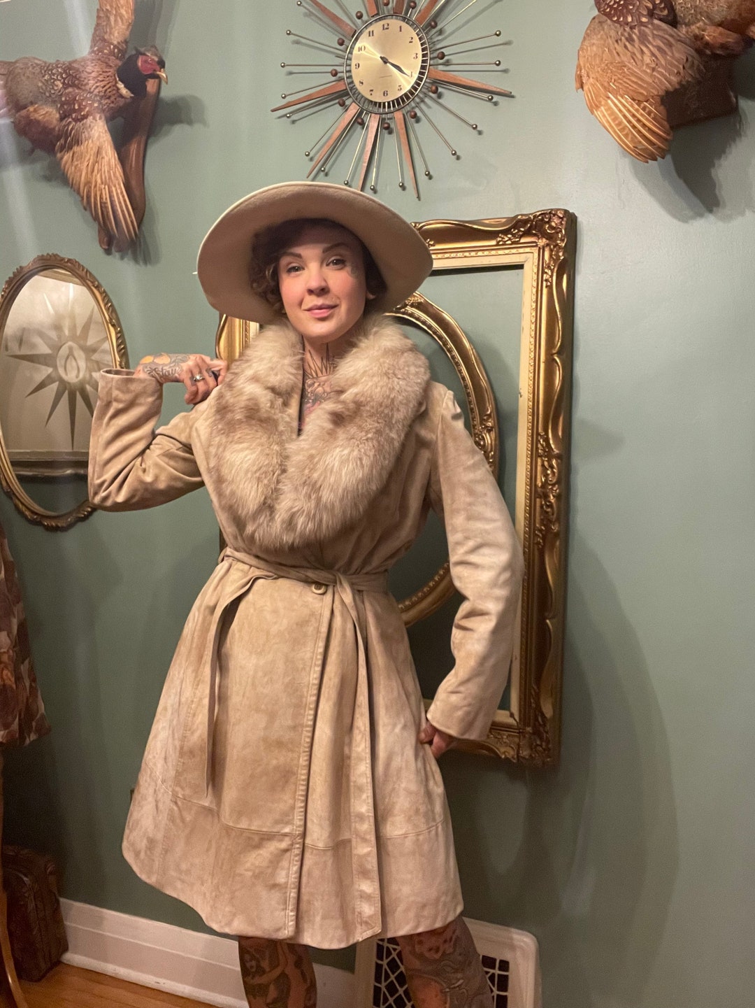 1970s Buckskin Coat With A Fox Fur Collar - Etsy