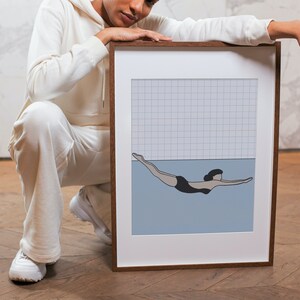 Swimming Girl in the Swimming Pool Poster, Art Print, Swimmer Wall Art ...