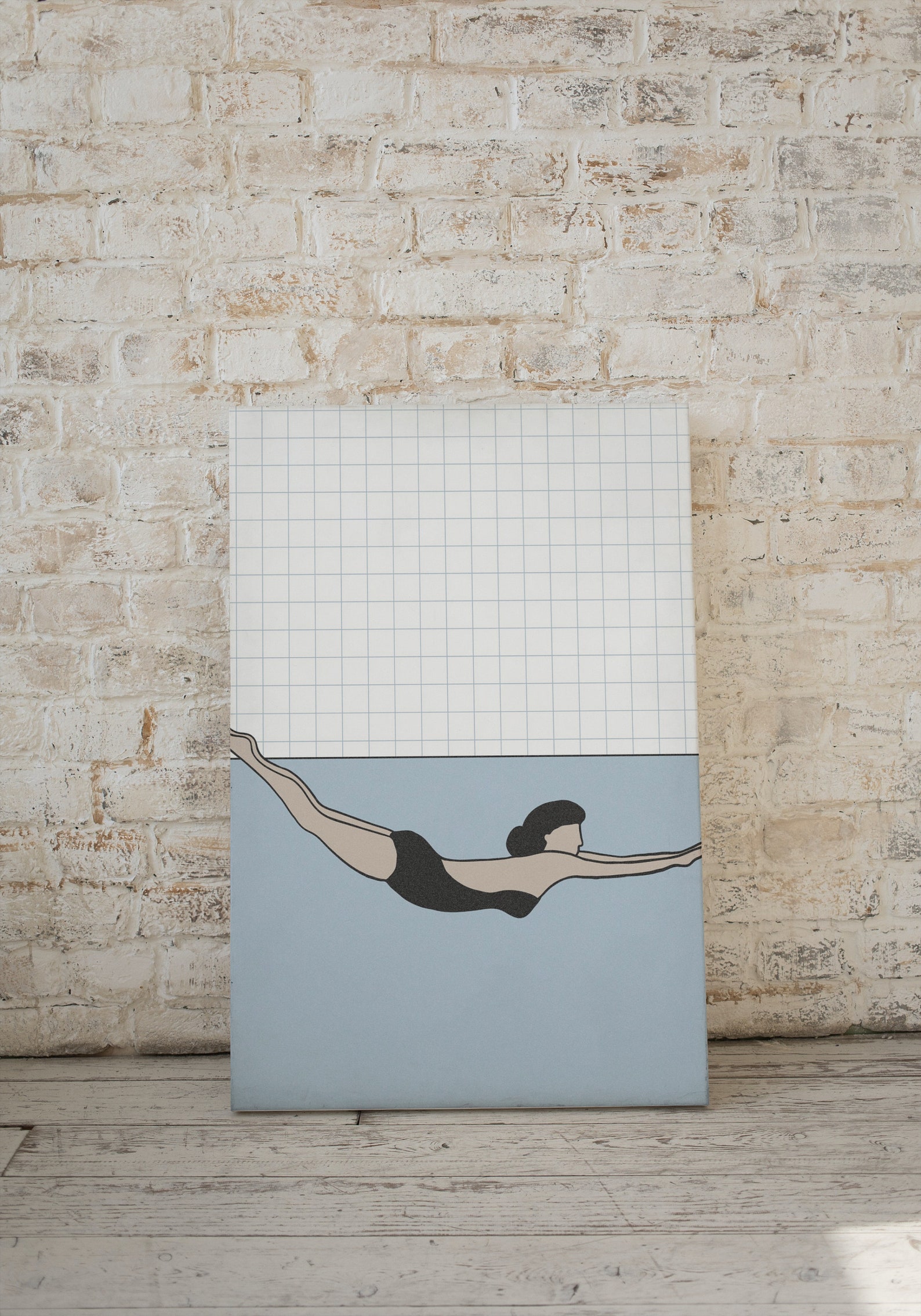Swimming Girl in the Swimming Pool Poster, Art Print, Swimmer Wall Art ...