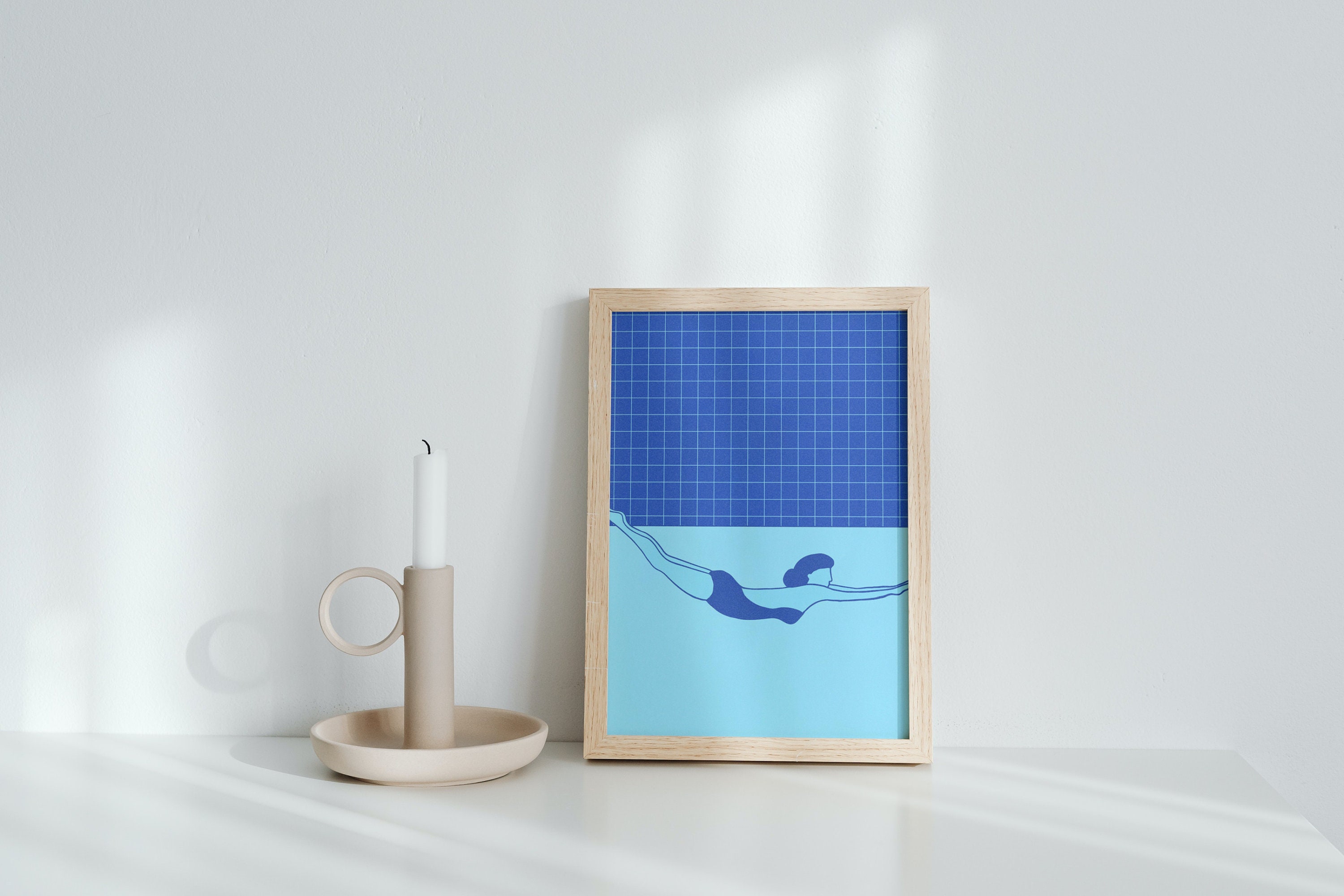Swimming Girl in the Pool Poster, Art Print, Swimmer Wall Art, Swimming ...