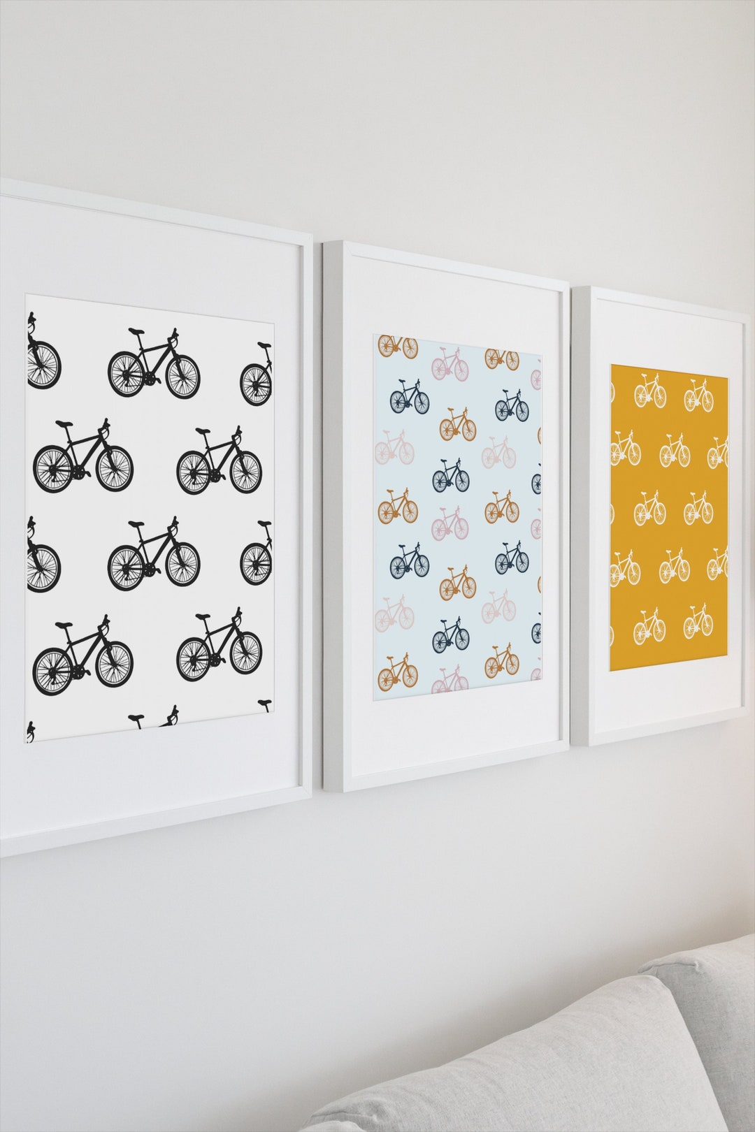 Set of 3 Bicycle Art Prints, Bike Wall Art, Bike Poster, Wheel Poster ...