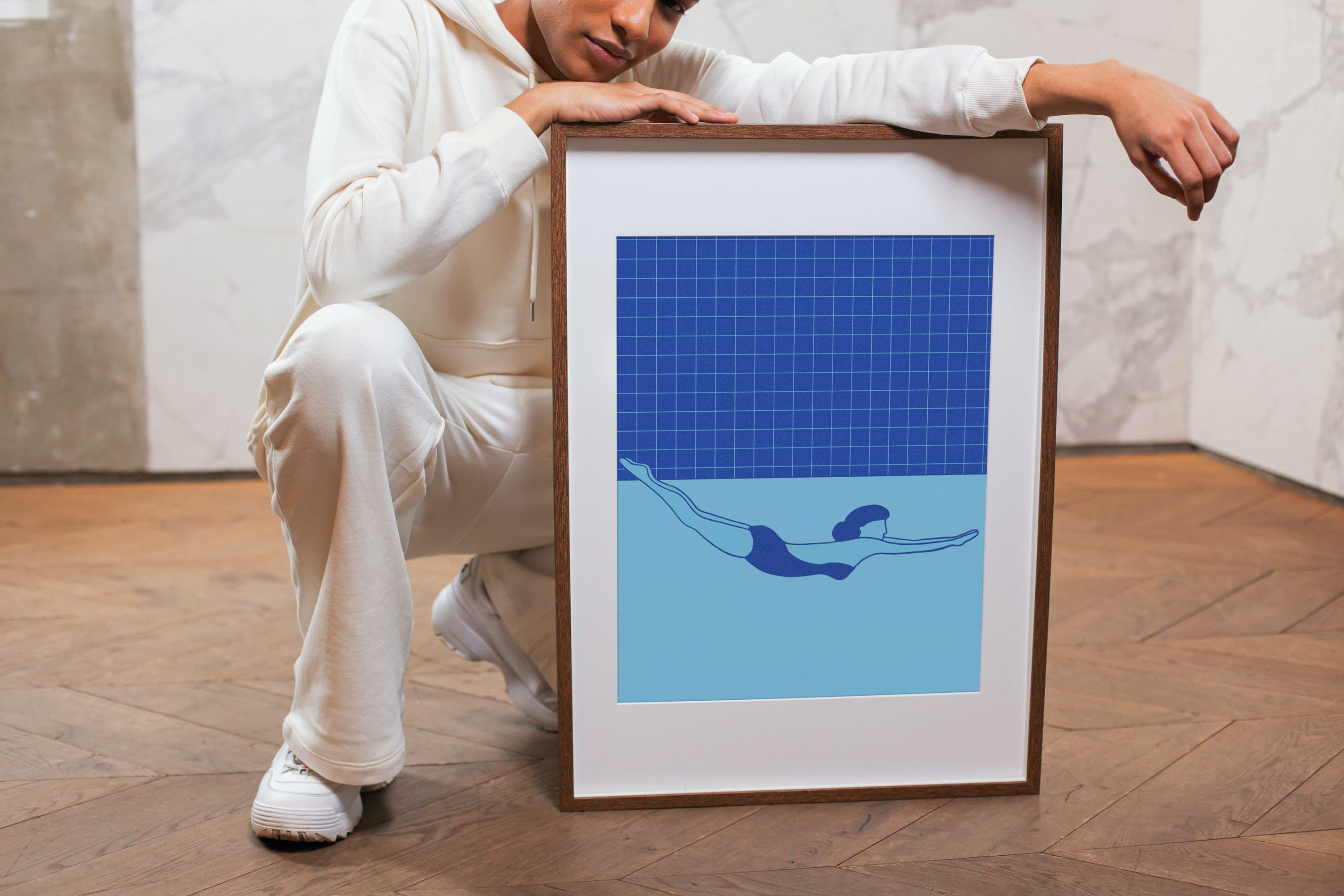 Swimming Girl in the Pool Poster, Art Print, Swimmer Wall Art, Swimming ...