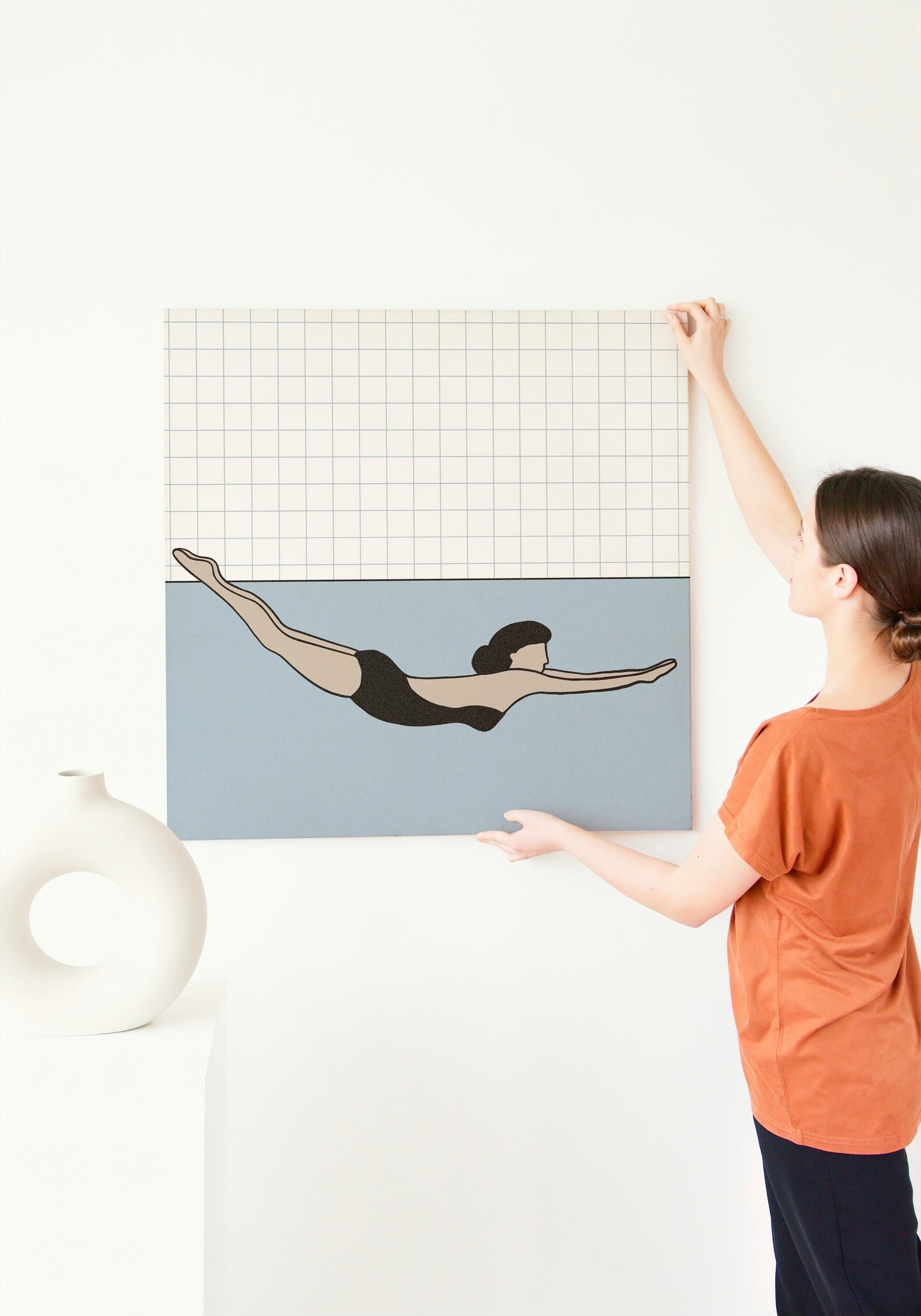 Swimming Girl in the Swimming Pool Poster, Art Print, Swimmer Wall Art ...