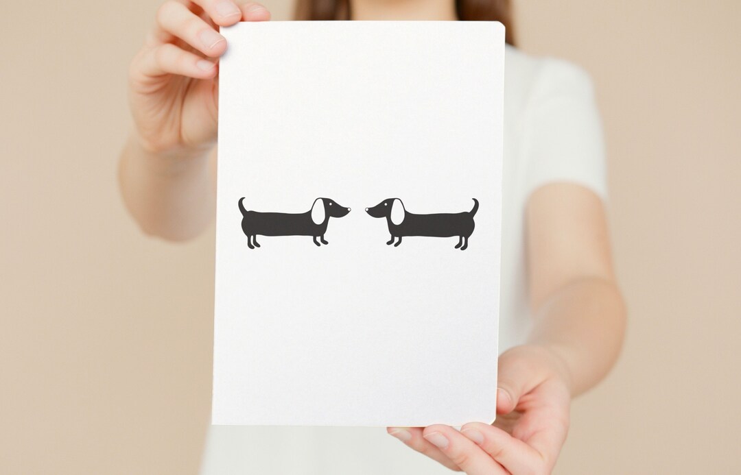 Simple Dachshund Couple Illustration Digital Print, Dachshunds, Dog ...