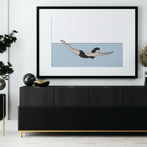 Swimming Girl in the Swimming Pool Poster, Art Print, Swimmer Wall Art ...