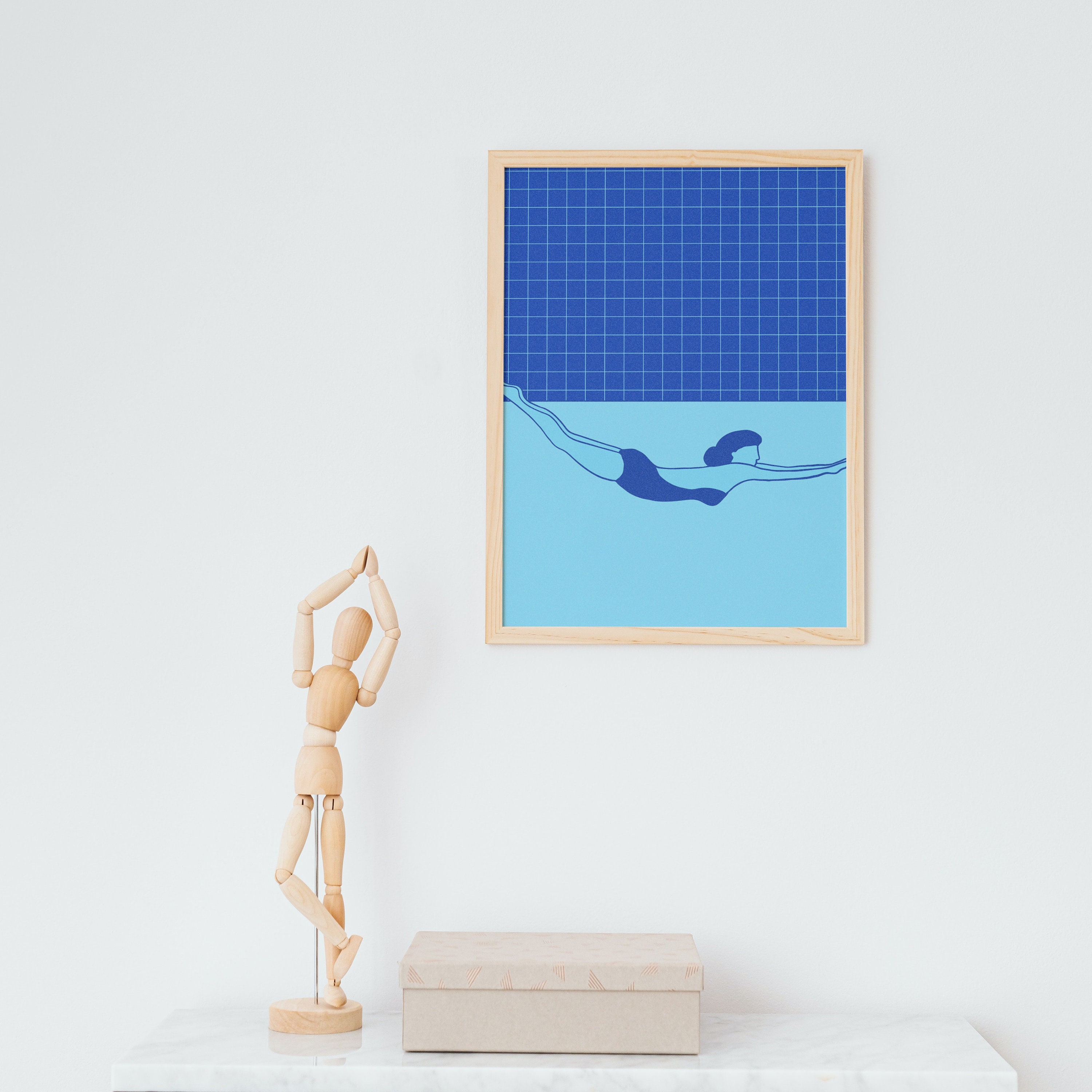 Swimming Girl in the Pool Poster, Art Print, Swimmer Wall Art, Swimming ...