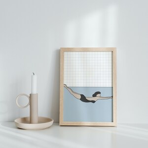 Swimming Girl in the Swimming Pool Poster, Art Print, Swimmer Wall Art ...