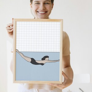 Swimming Girl in the Swimming Pool Poster, Art Print, Swimmer Wall Art ...