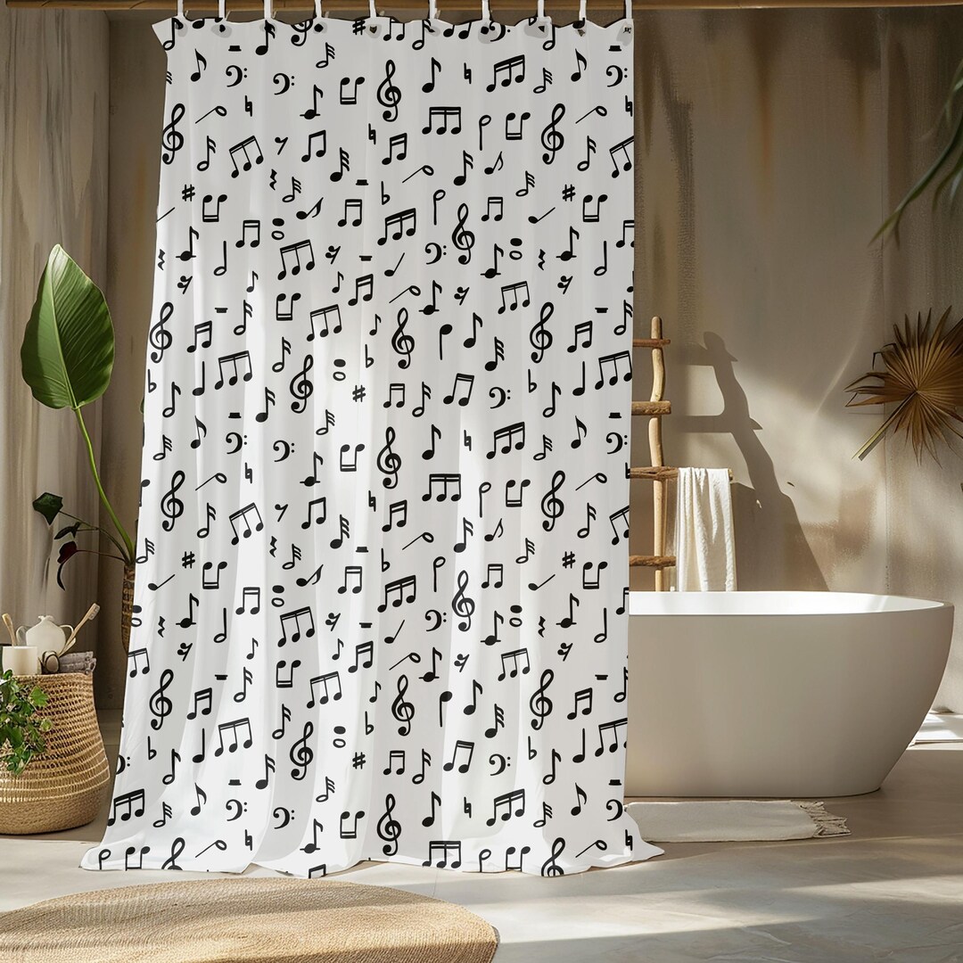Musical Notes Shower Curtain - Fun Bathroom Decor for Music Lovers ...